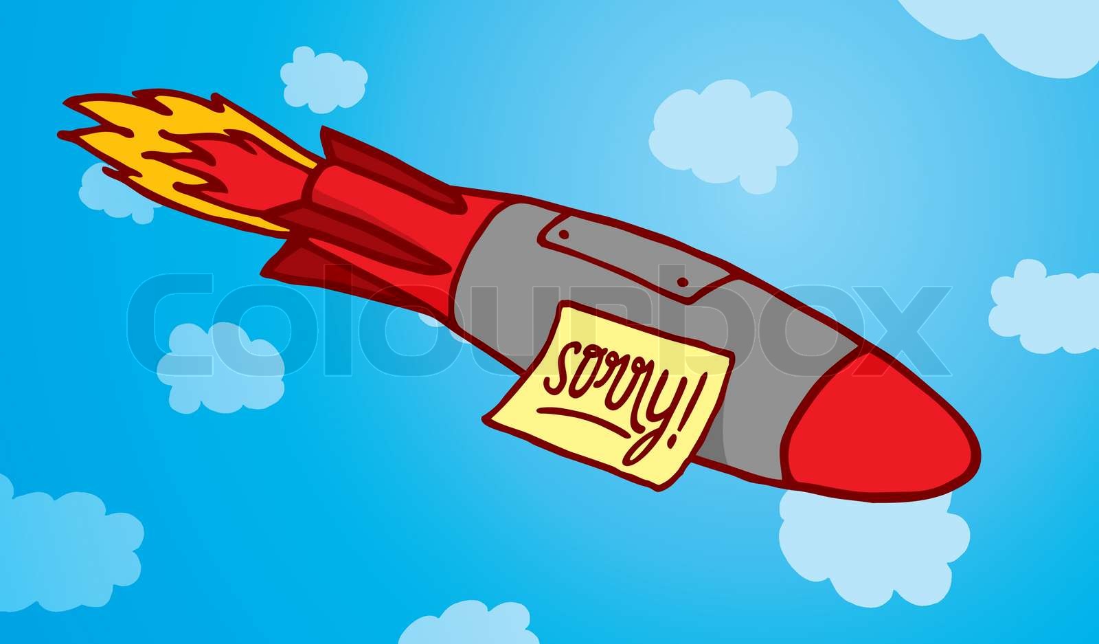 Guilty funny missile with a sorry note attached | Stock vector | Colourbox