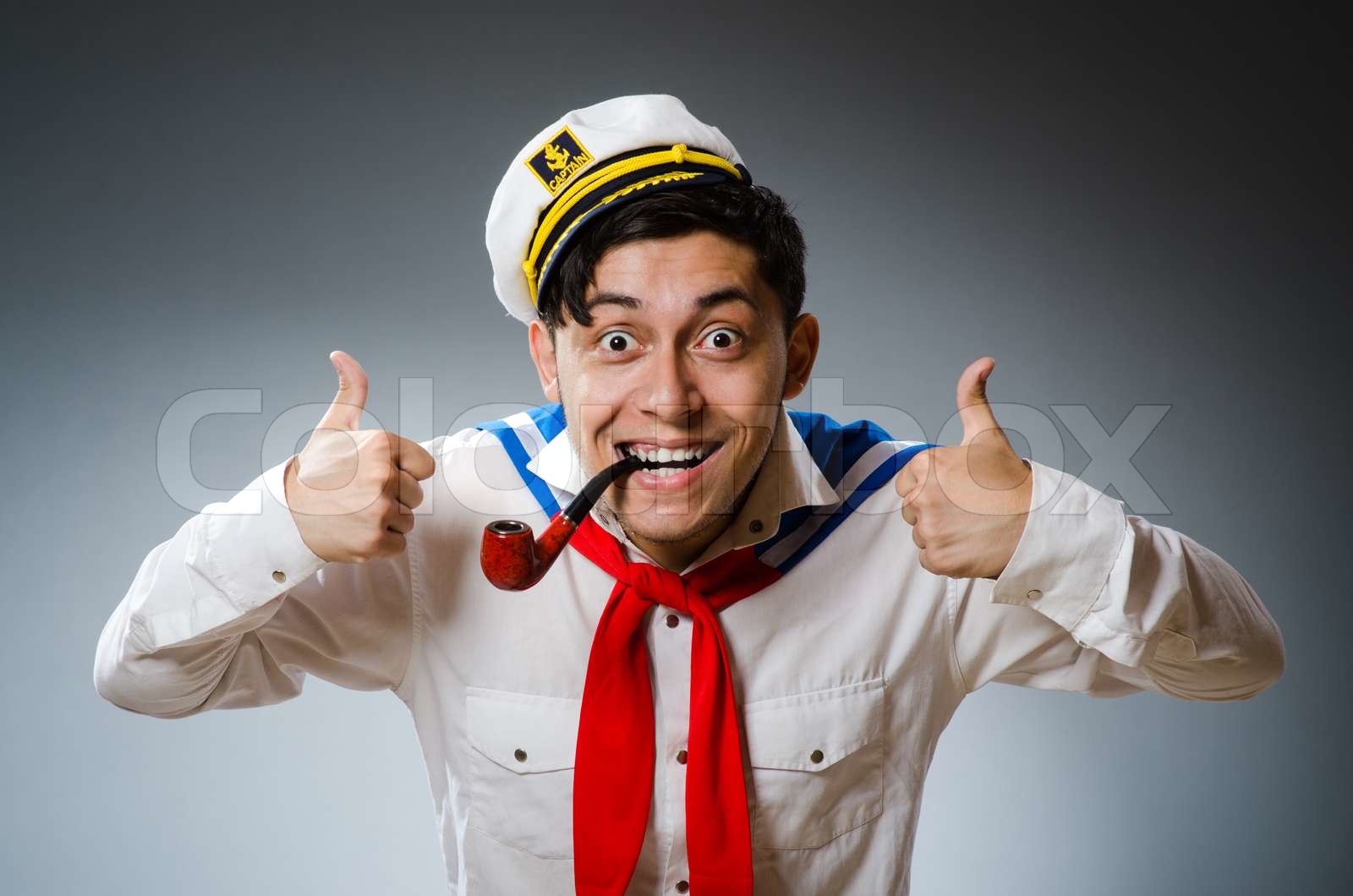 Funny captain sailor wearing hat | Stock image | Colourbox