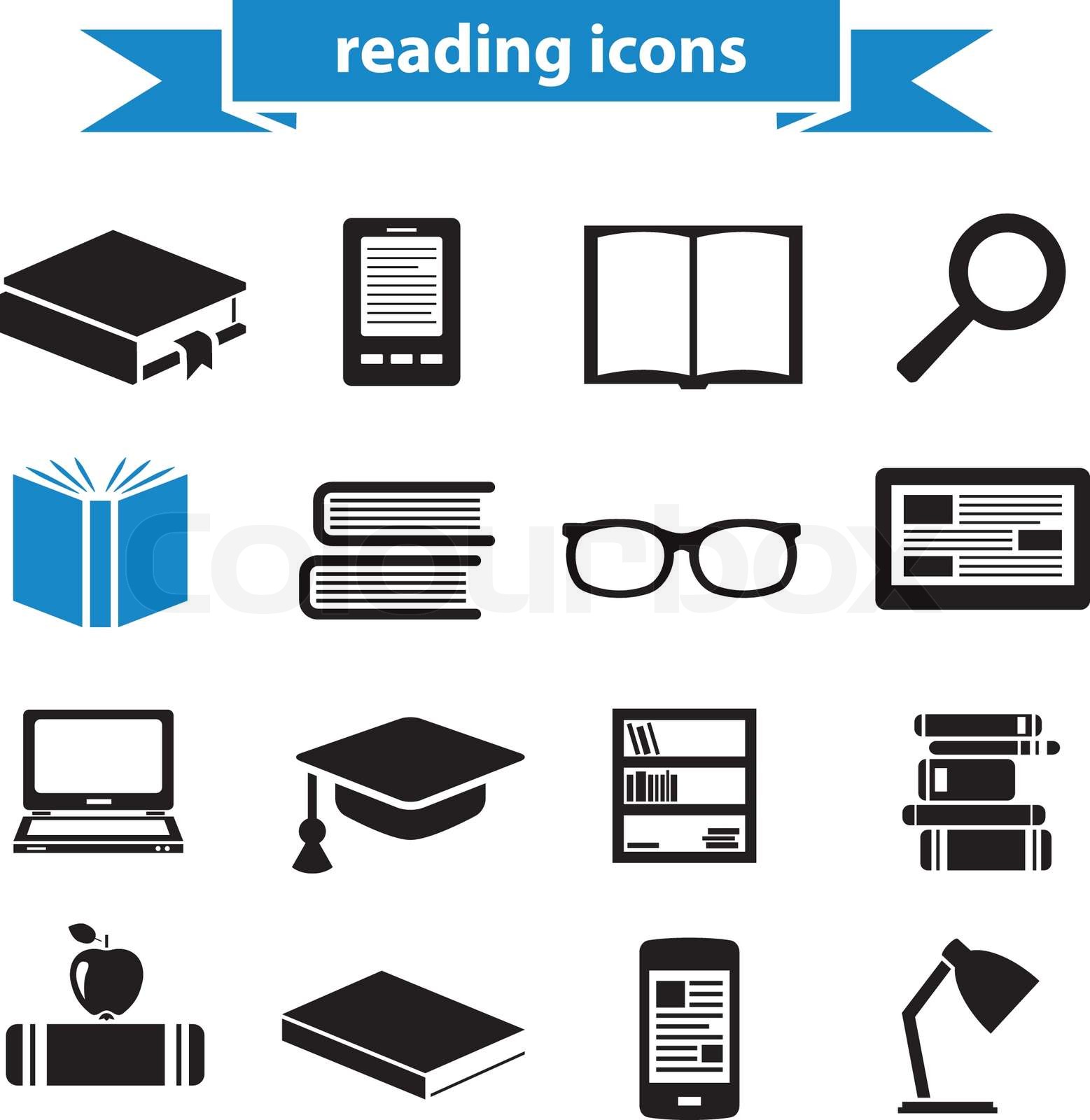 reading icons | Stock vector | Colourbox