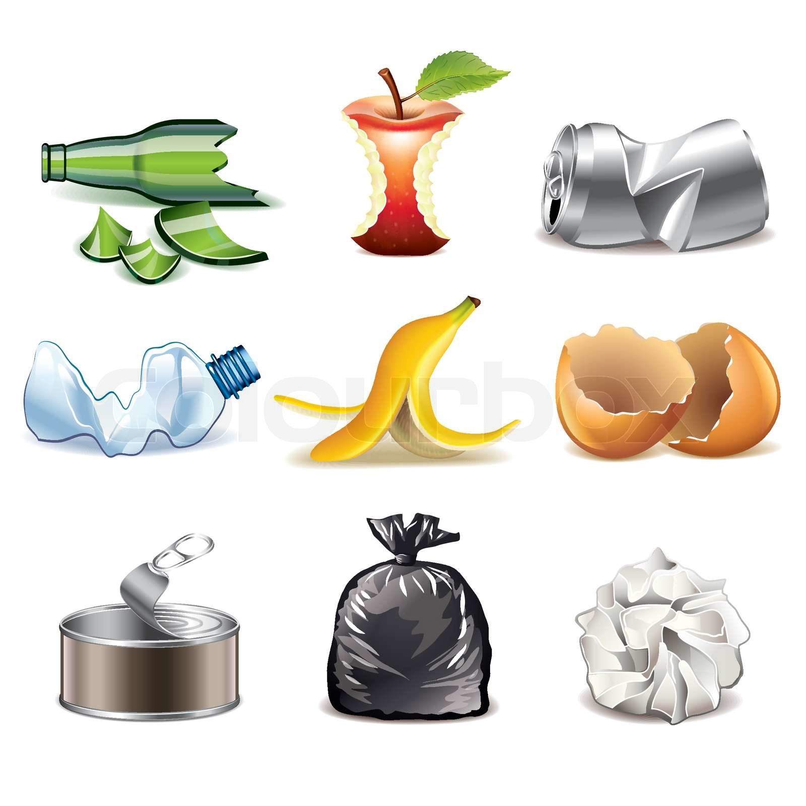 Garbage icons detailed vector set | Stock vector | Colourbox