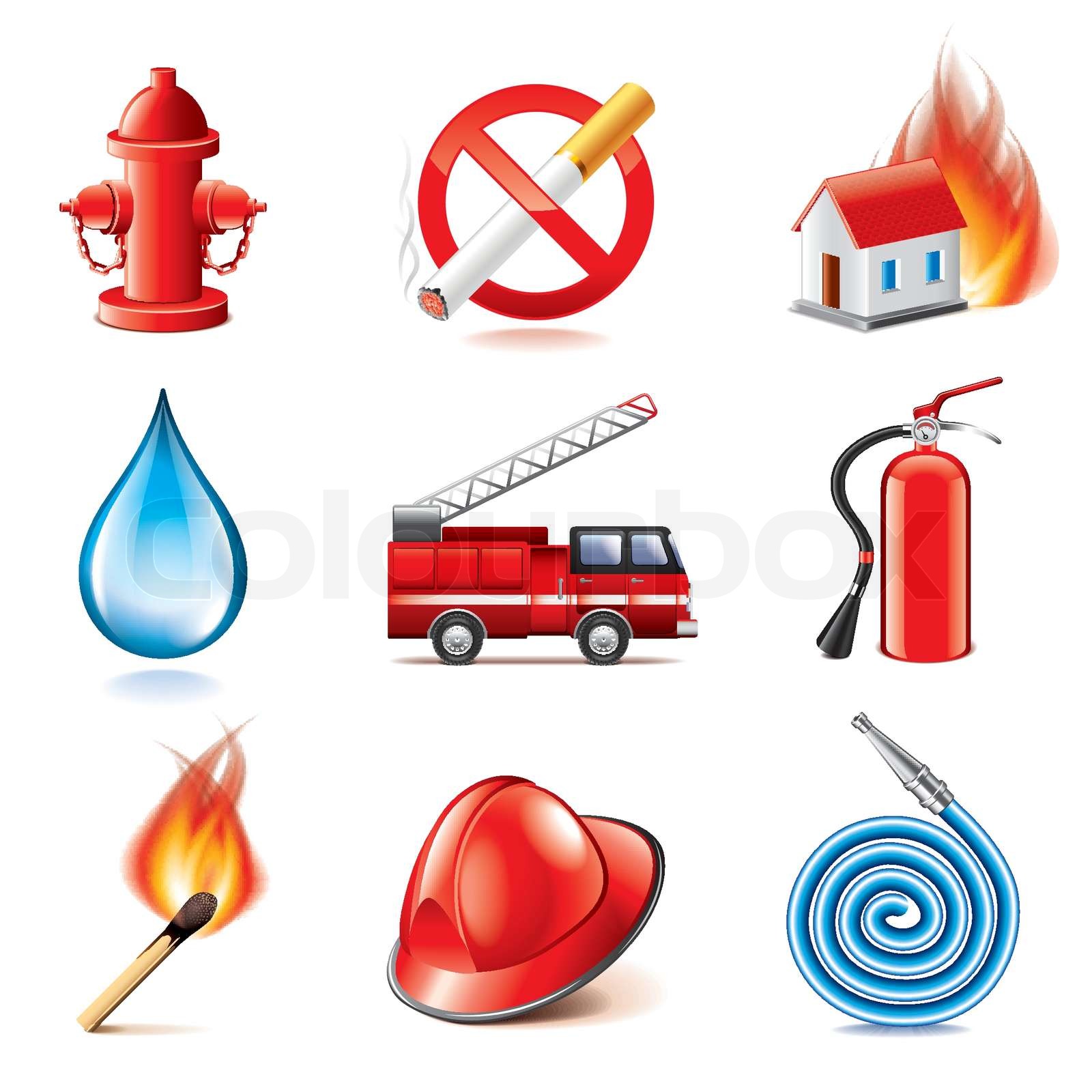 Fire fighting icons vector set | Stock vector | Colourbox