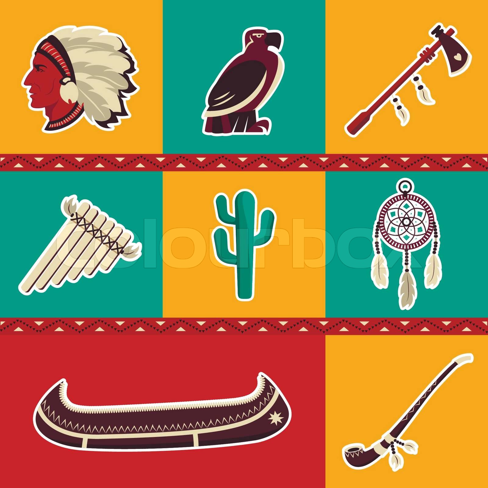 American indian icons set | Stock vector | Colourbox