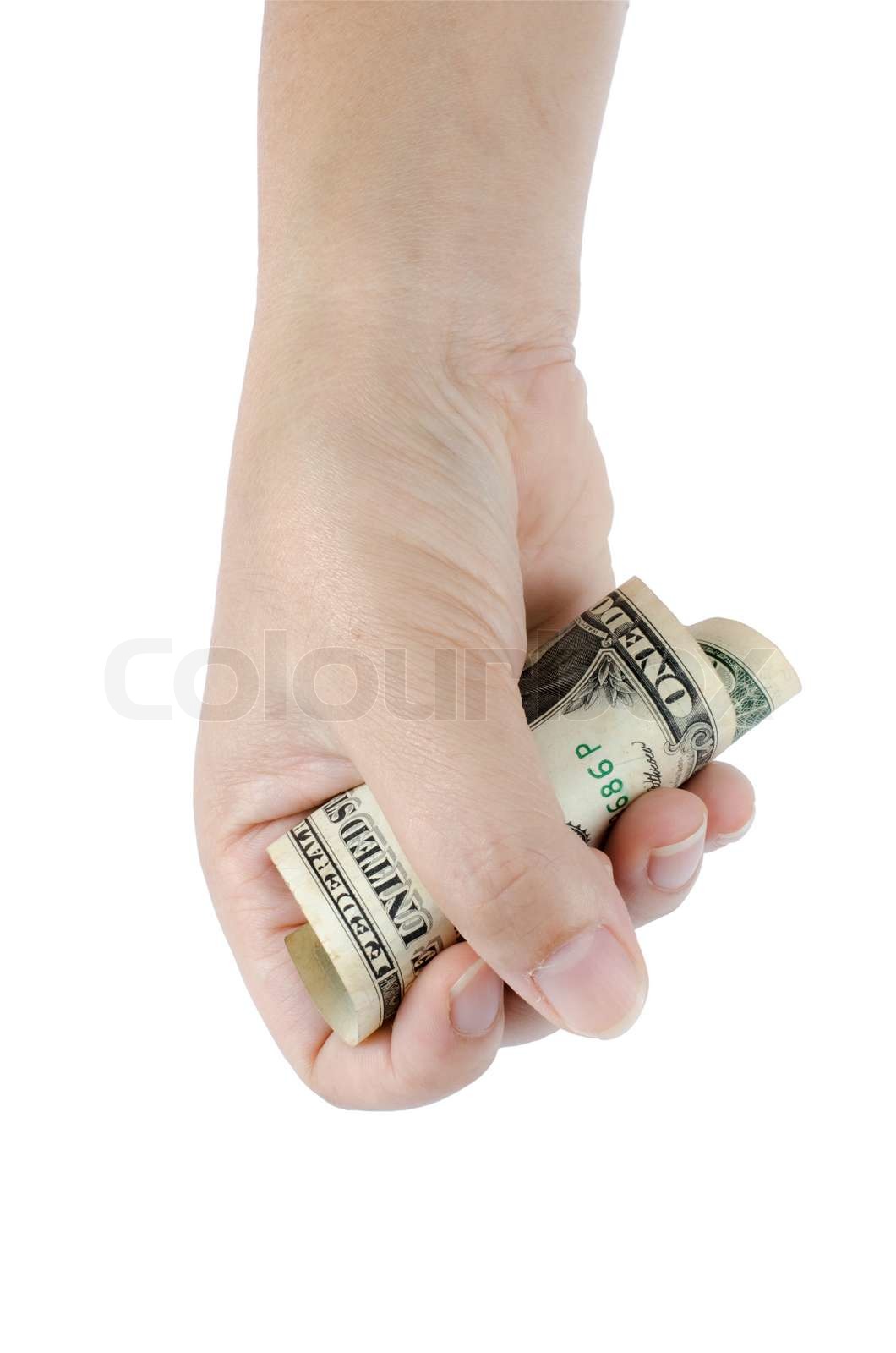 Hand with one dollar | Stock image | Colourbox