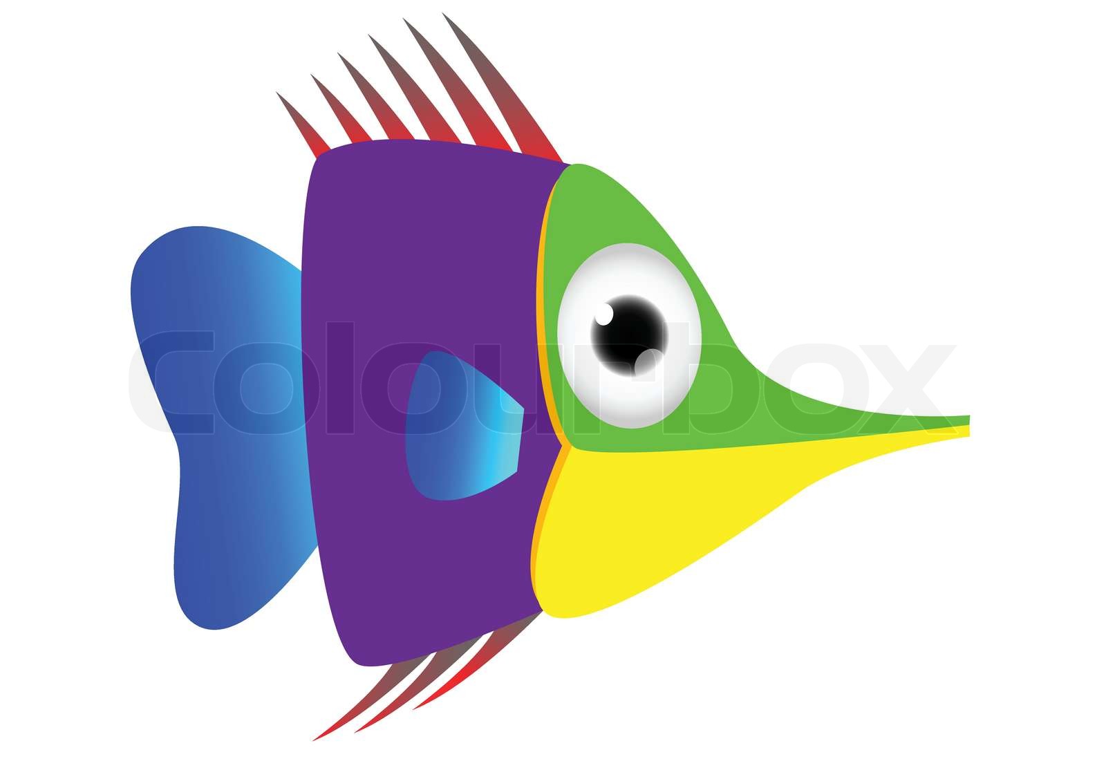 Cute colored fish cartoon | Stock vector | Colourbox