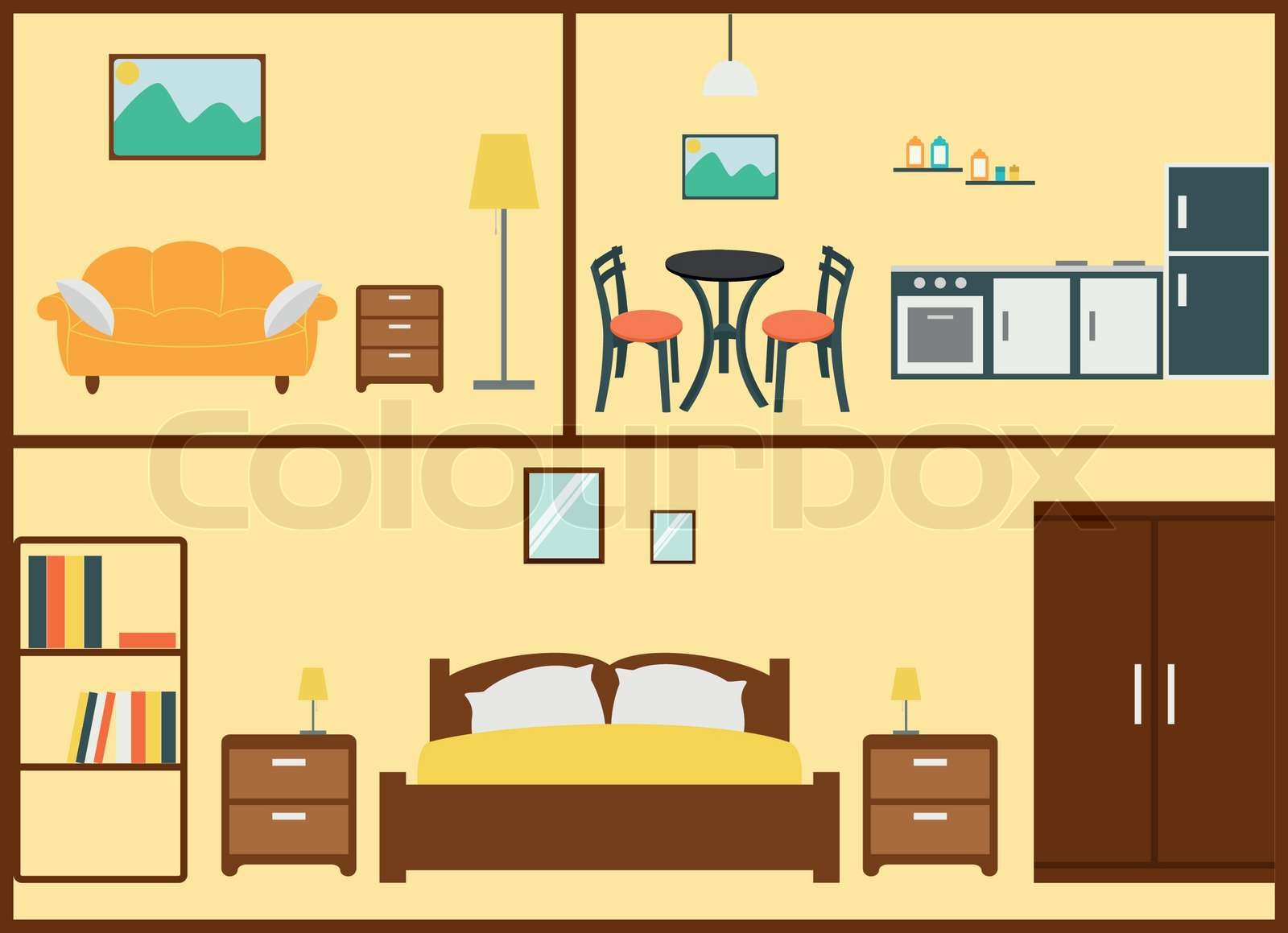 Home interior design | Stock vector | Colourbox