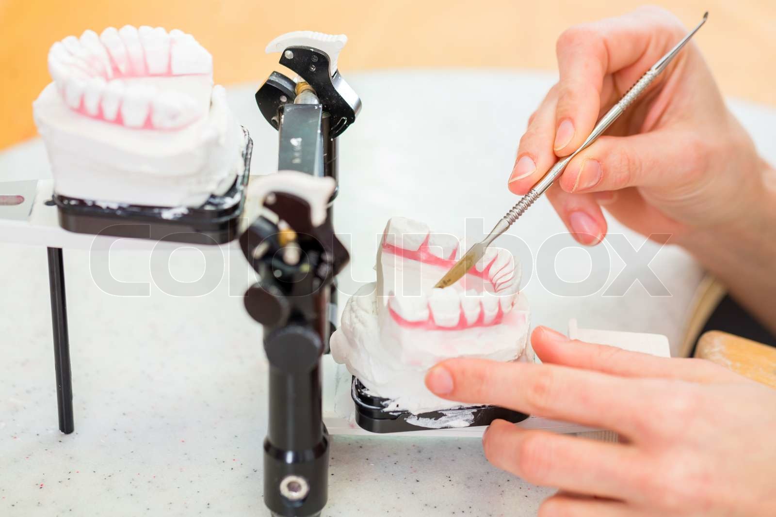 Dental technician producing denture | Stock image | Colourbox