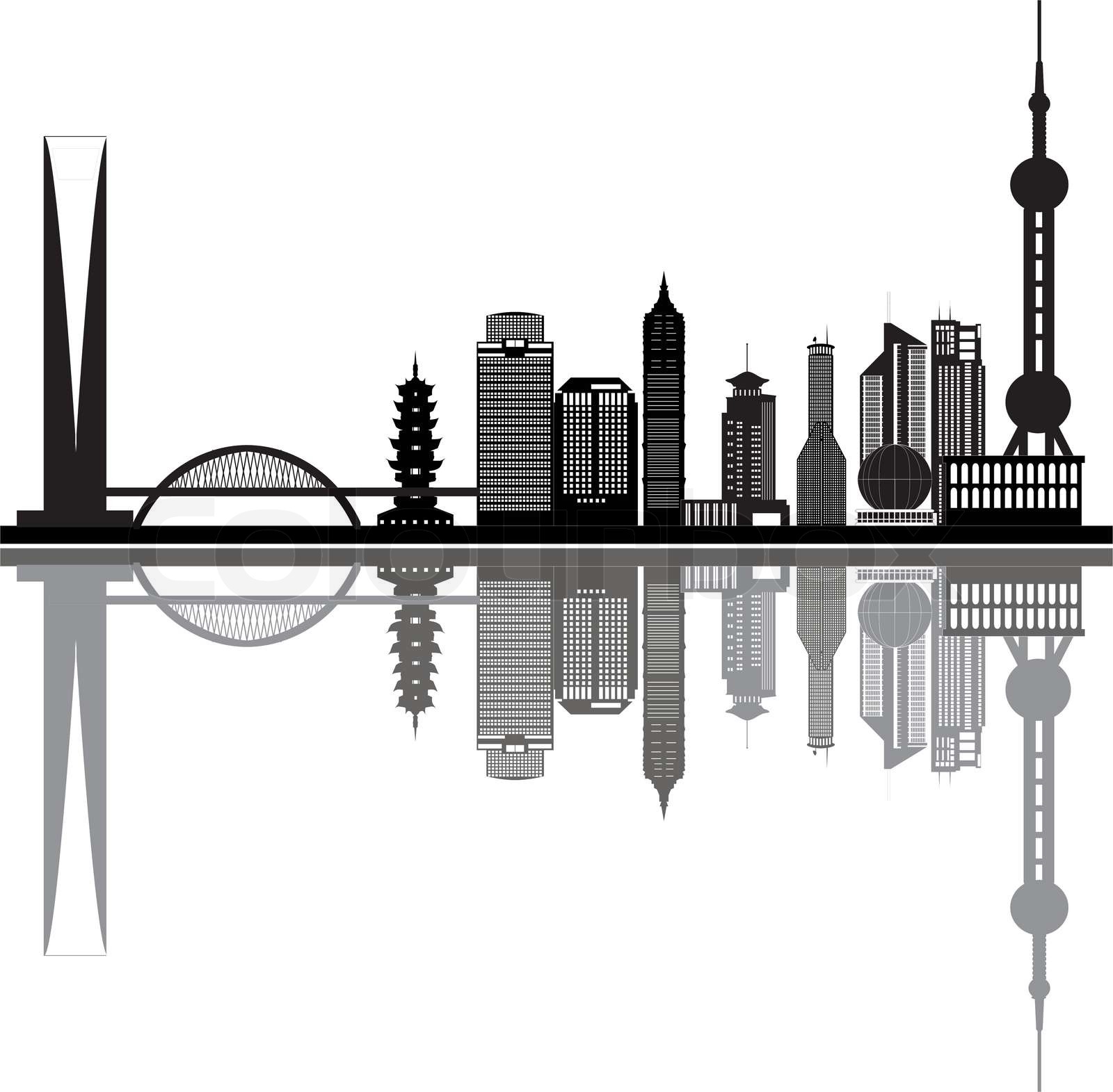 shanghai skyline | Stock vector | Colourbox