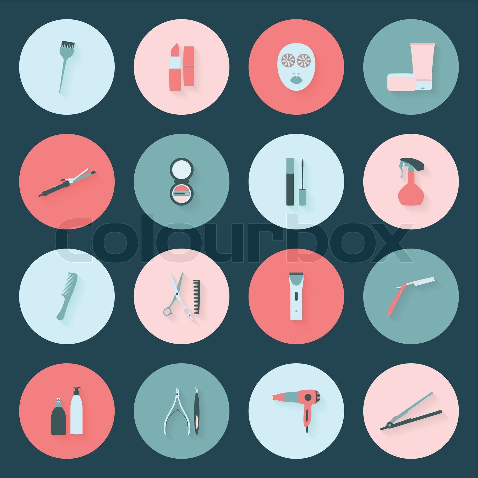 Beauty salon flat icons set | Stock vector | Colourbox