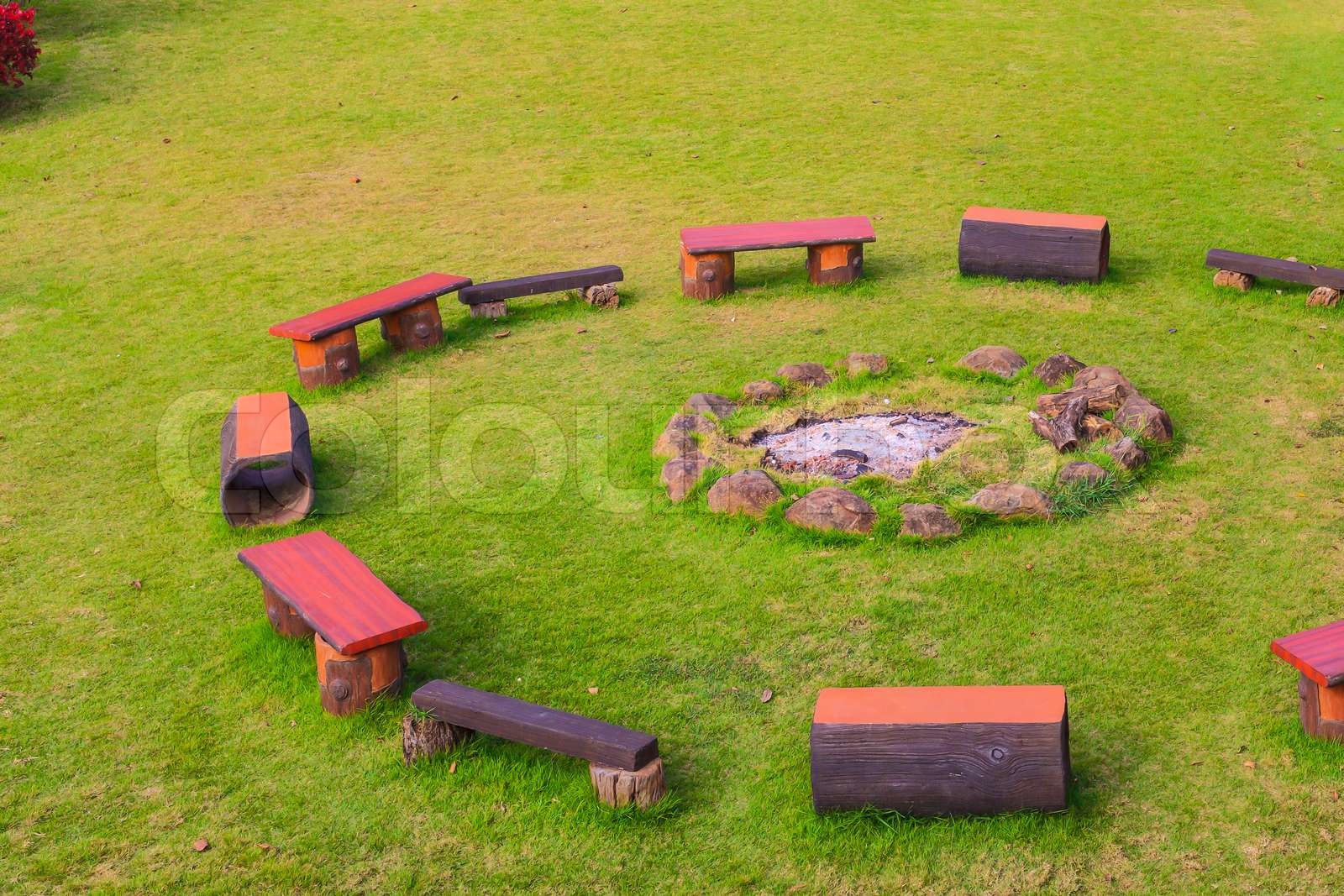 camping chair around bonfire | Stock image | Colourbox