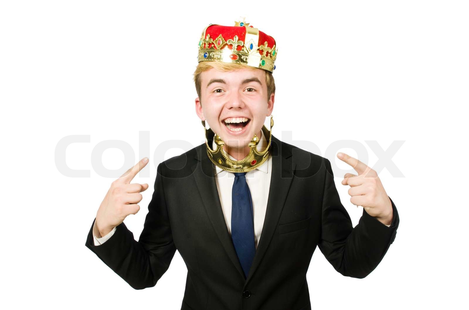 Businessman with crown isolated on white | Stock image | Colourbox