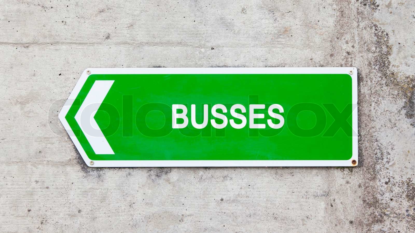 Green sign - Busses | Stock image | Colourbox