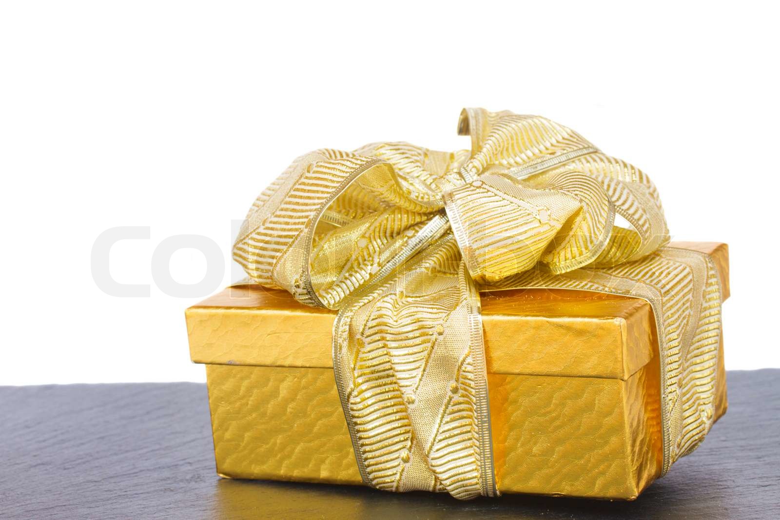 golden gift box | Stock image | Colourbox