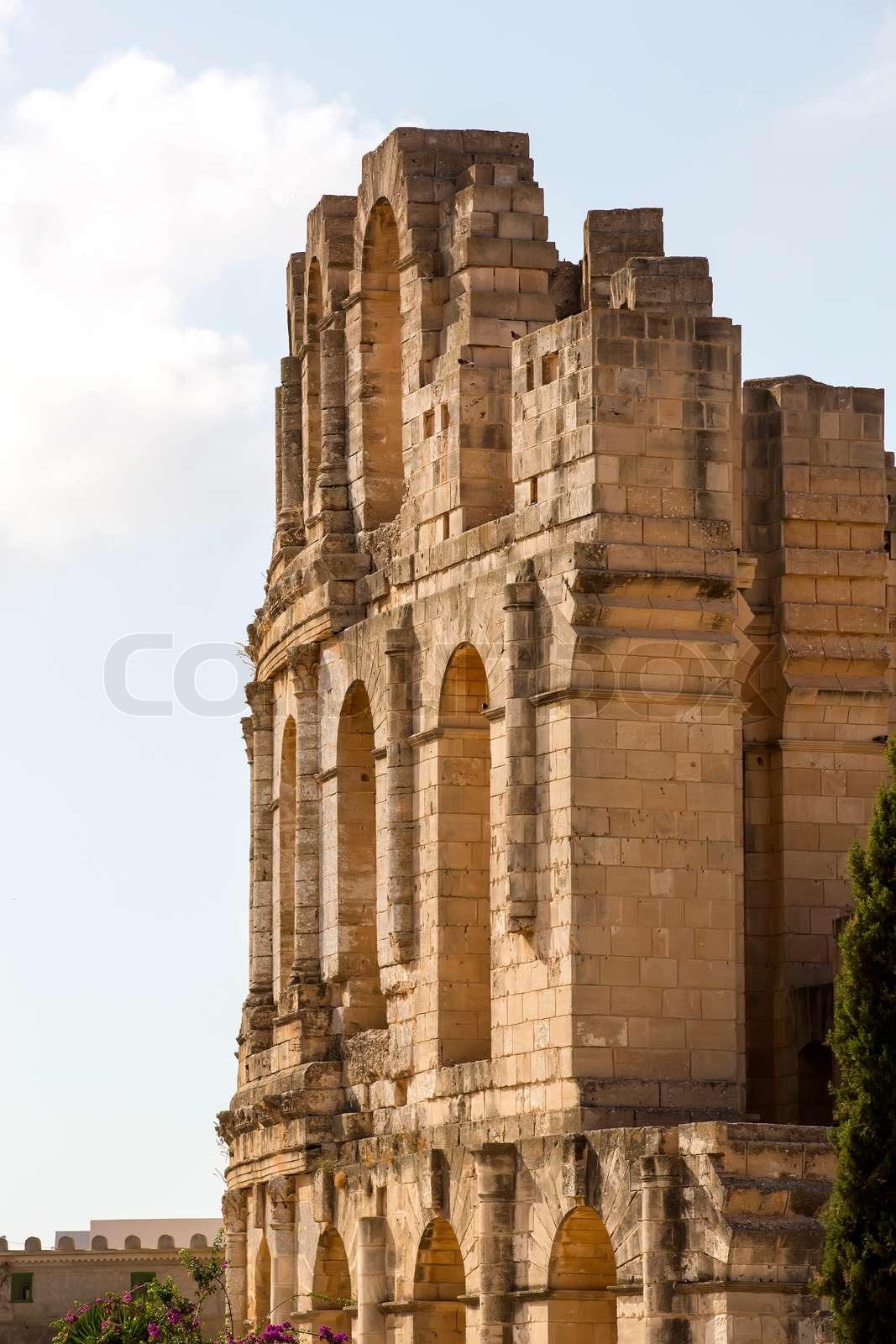 El Jem Coliseum ruins in Tunisia fighting gladiator | Stock image ...