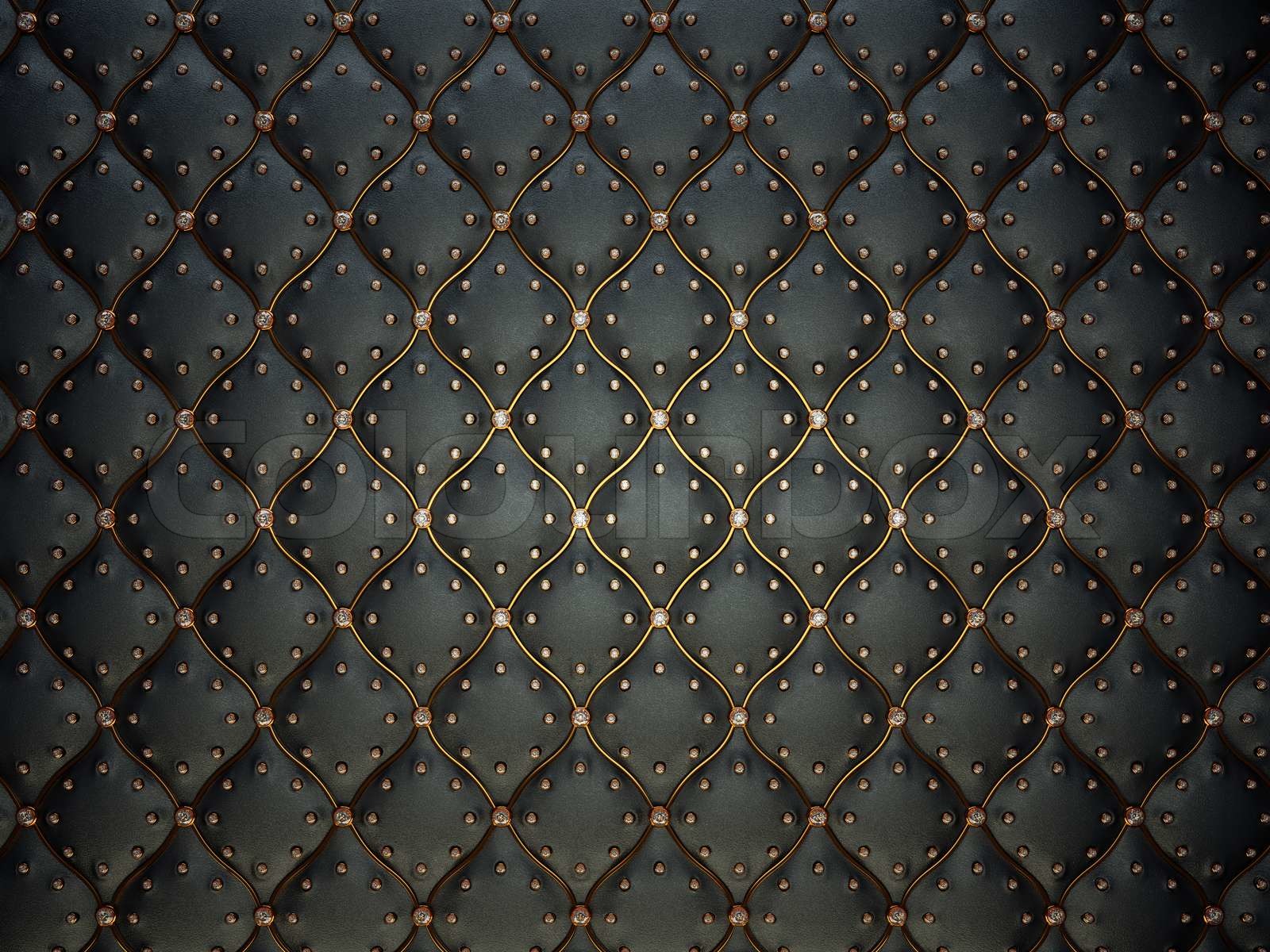Schwarzes Leder-Muster mit Golddraht und Perlen | Stock Bild | Colourbox