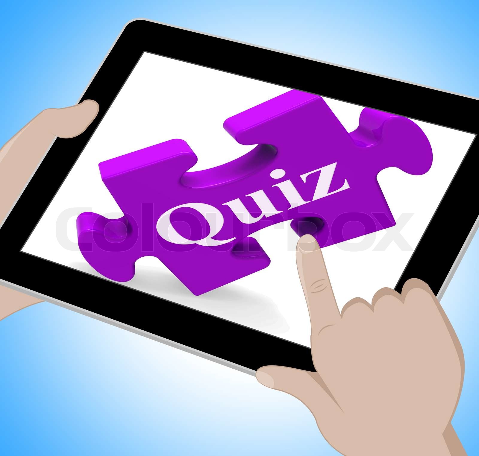 Quiz Tablet Means Internet Question And Answer Game | Stock image ...