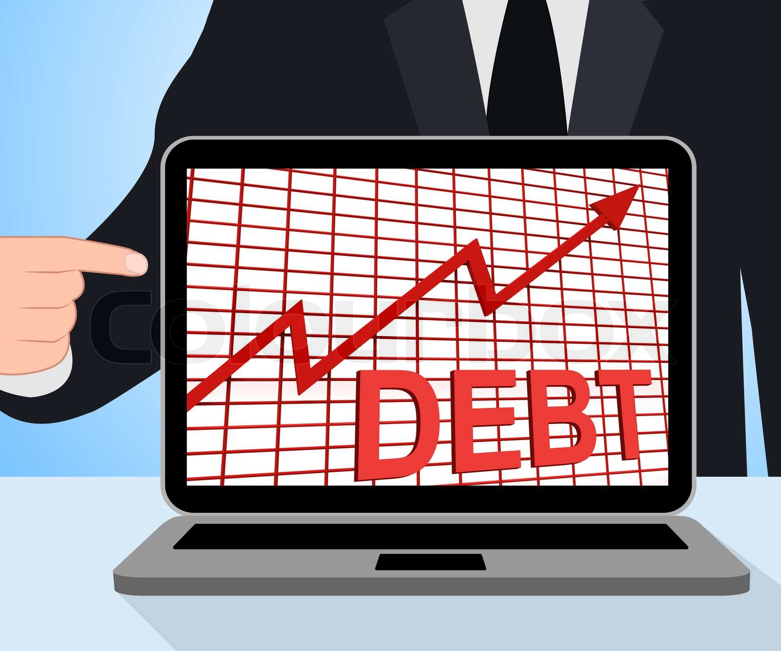 Debt Graph Chart Displays Increasing Financial Indebted | Stock image ...