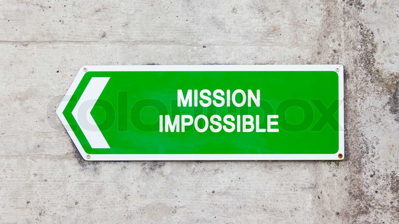 Green sign - Mission impossible | Stock image | Colourbox