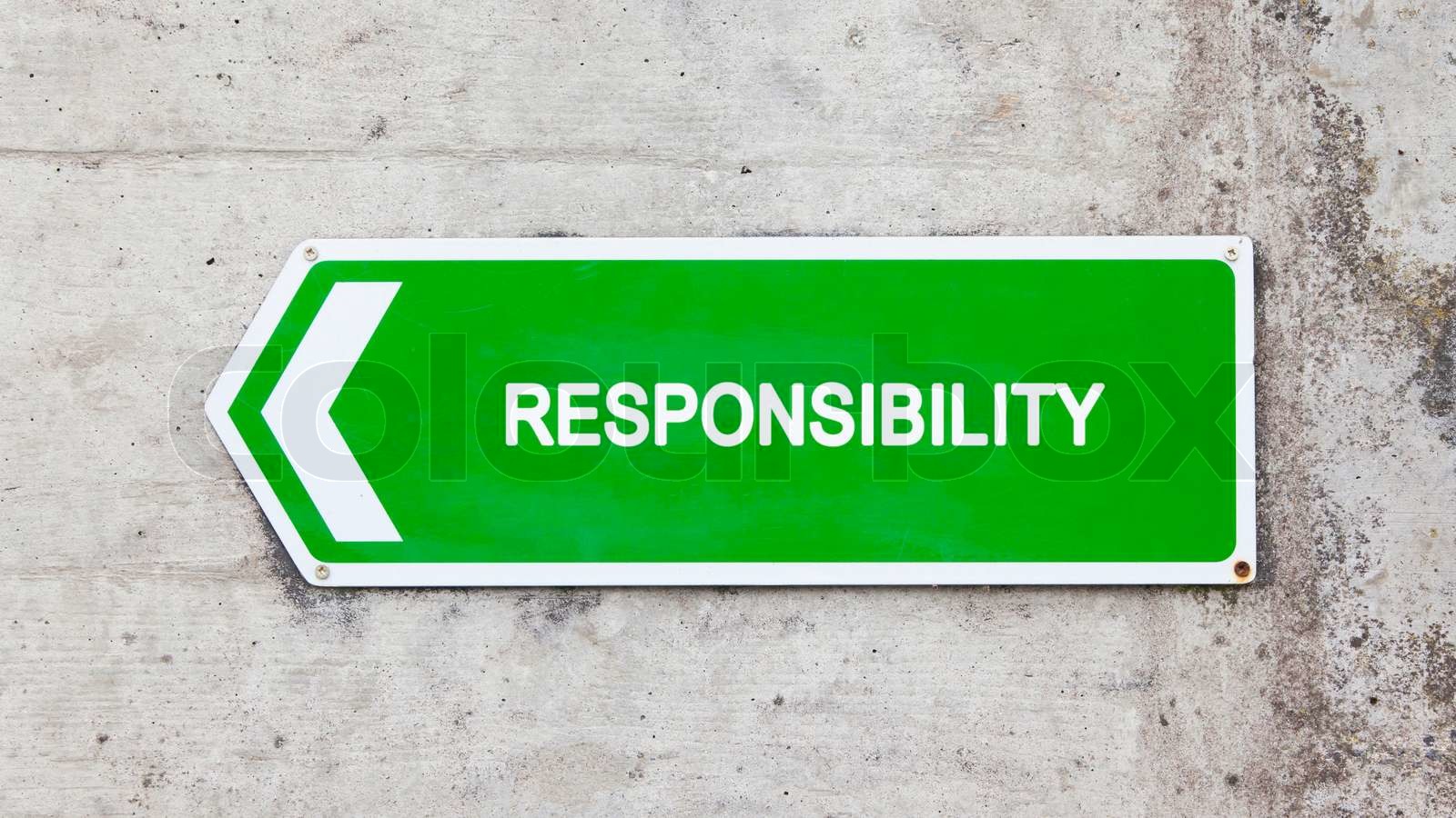Green sign - Responsibility | Stock image | Colourbox