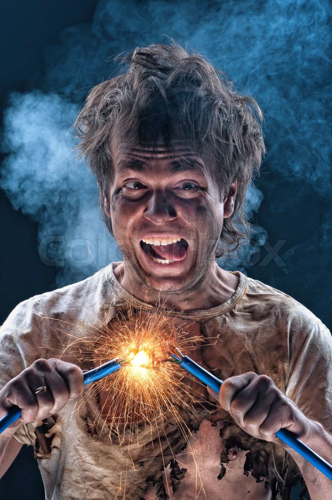Crazy electrician | Stock image | Colourbox