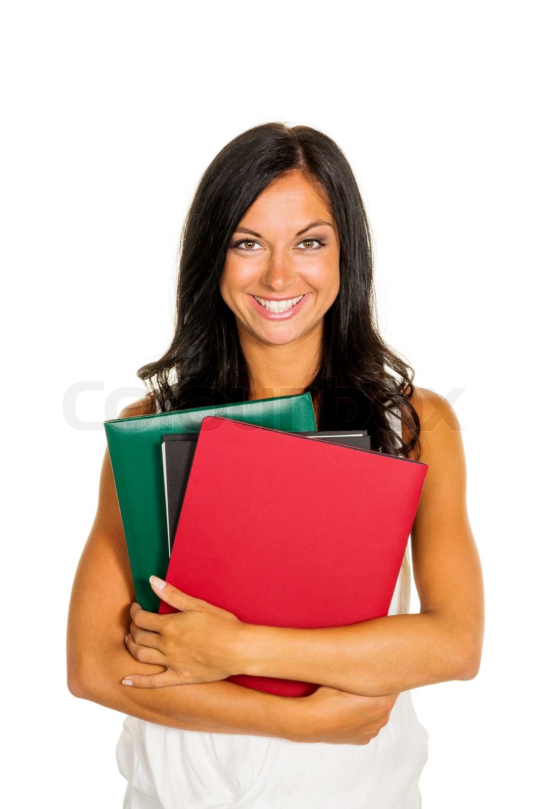 college student with folders | Stock image | Colourbox