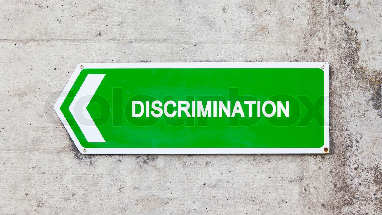 Green sign - Discrimination | Stock image | Colourbox