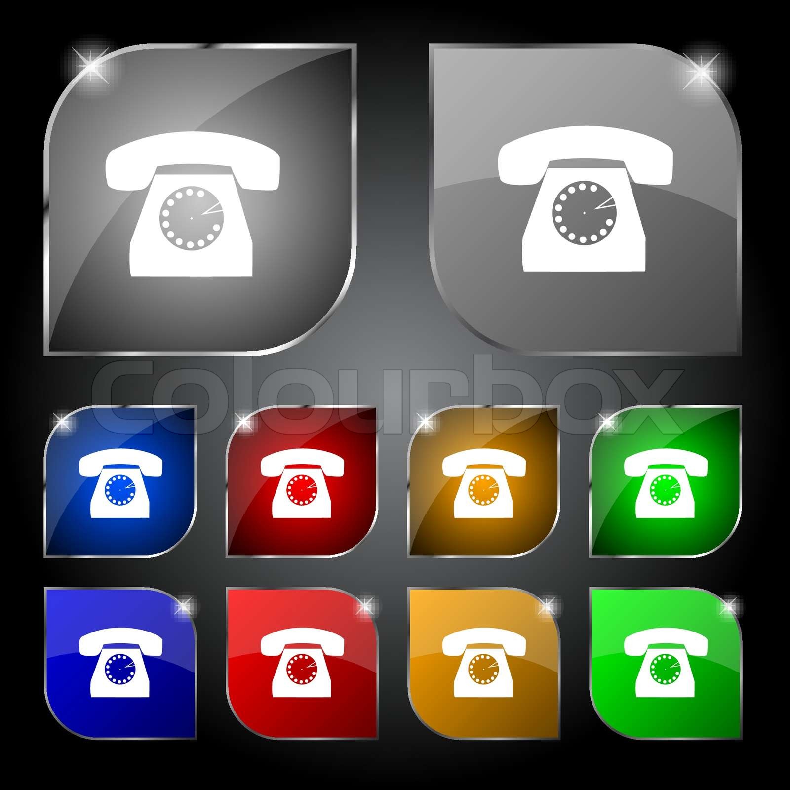 Retro telephone web icon. Set colourful buttons. Vector | Stock vector ...