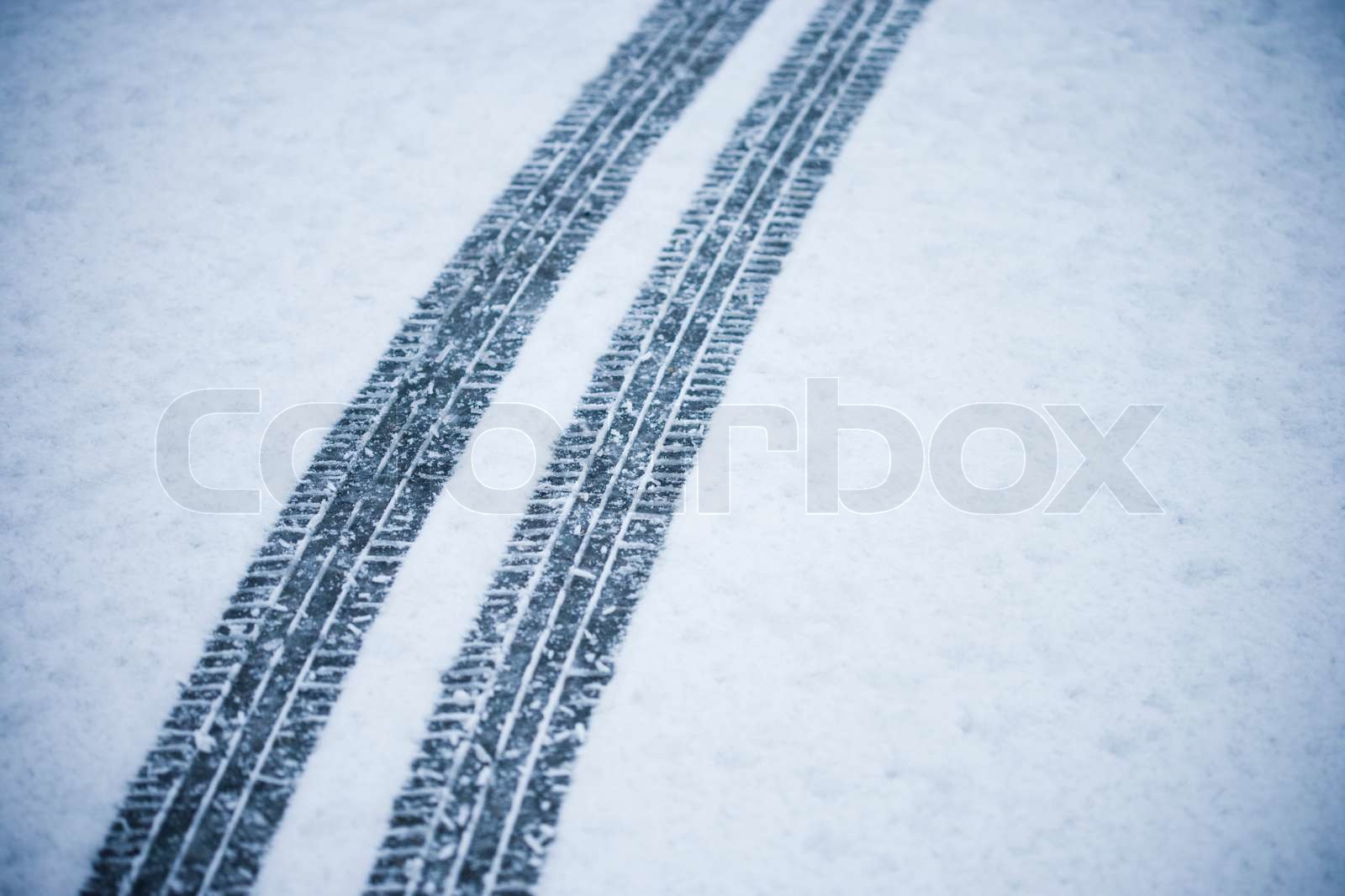 Snow scene - tire tracks | Stock image | Colourbox