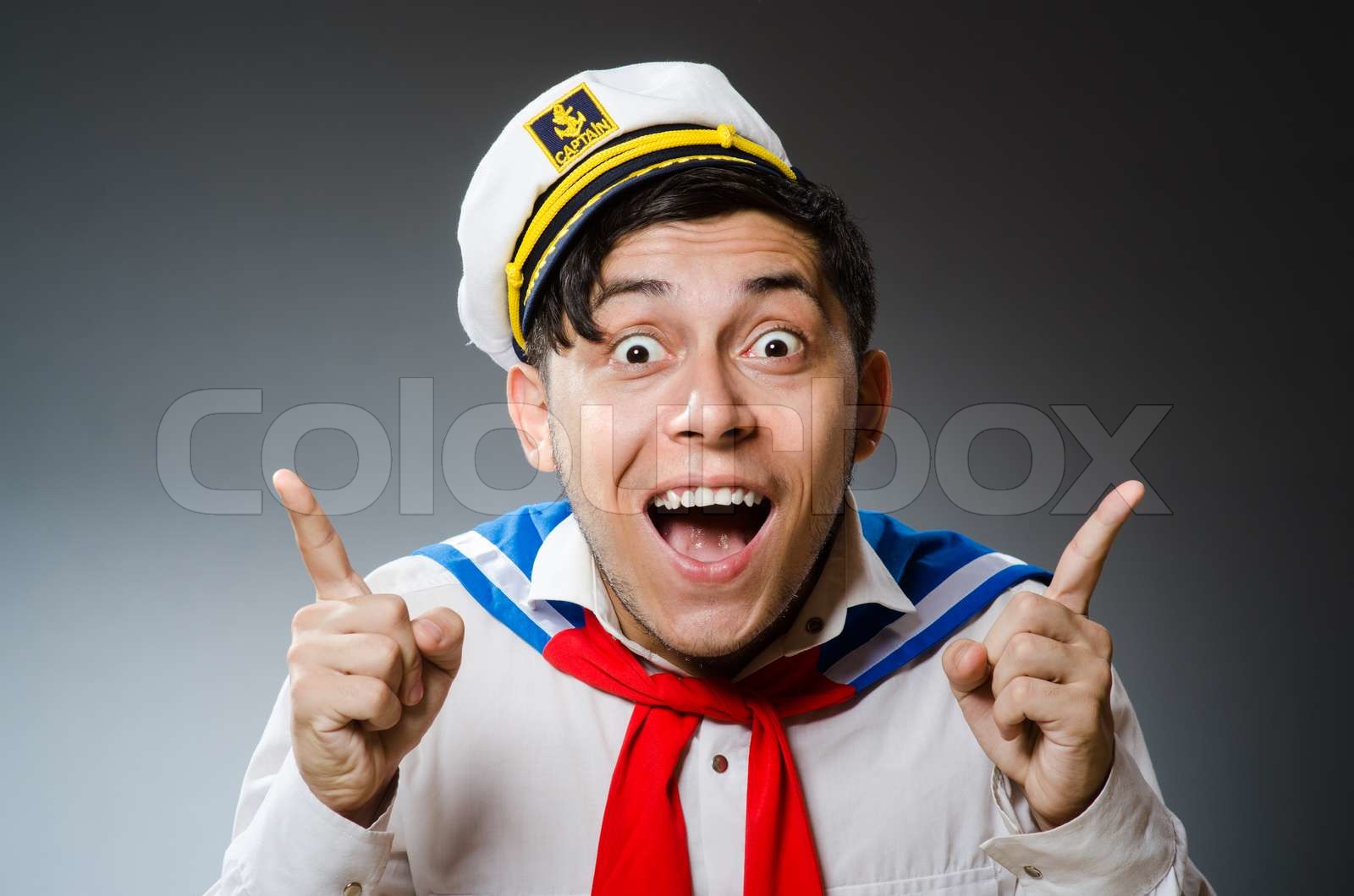 Funny captain sailor wearing hat | Stock image | Colourbox
