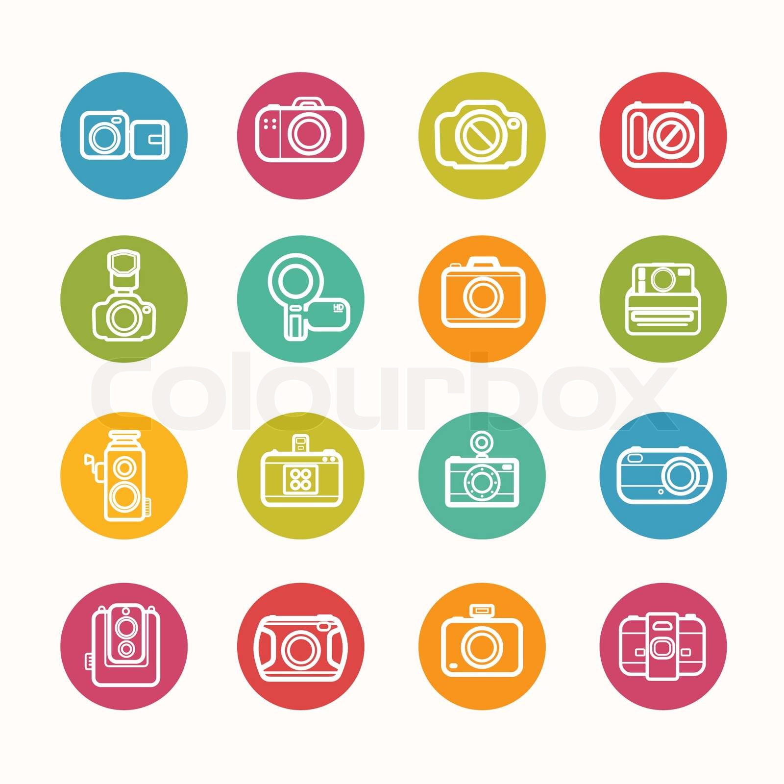 Camera icons set Circle Series - eps.10 | Stock vector | Colourbox