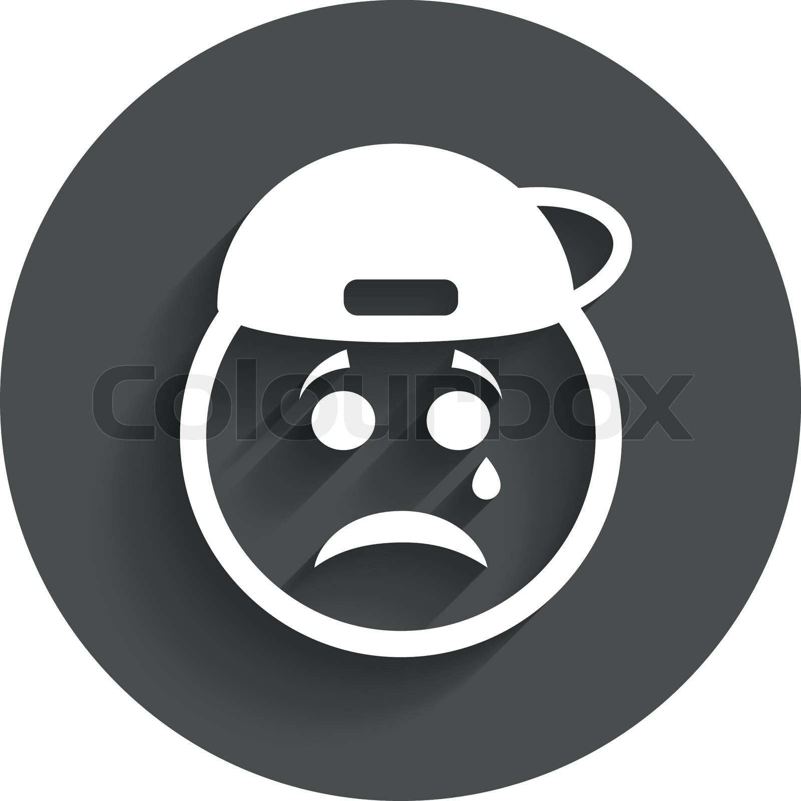 Sad rapper face with tear icon. Crying symbol. | Stock vector | Colourbox