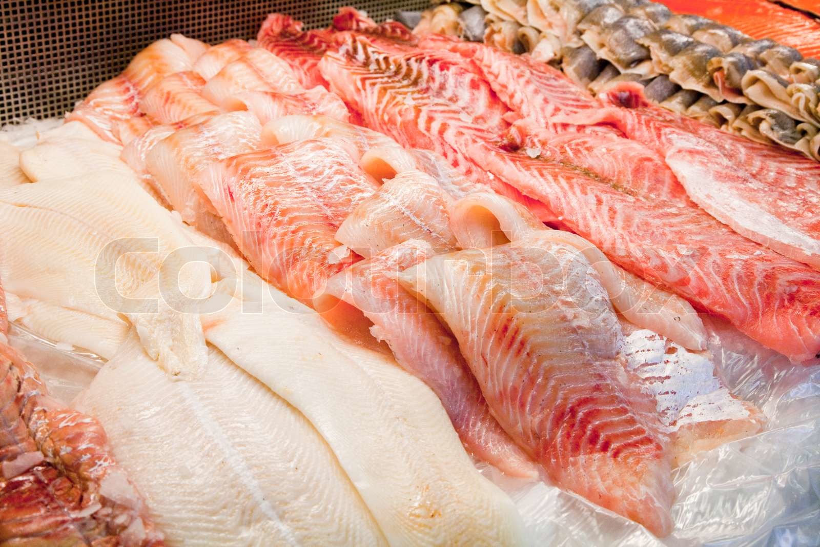 Fresh fish - fillet of cod, trout and salmon | Stock image | Colourbox
