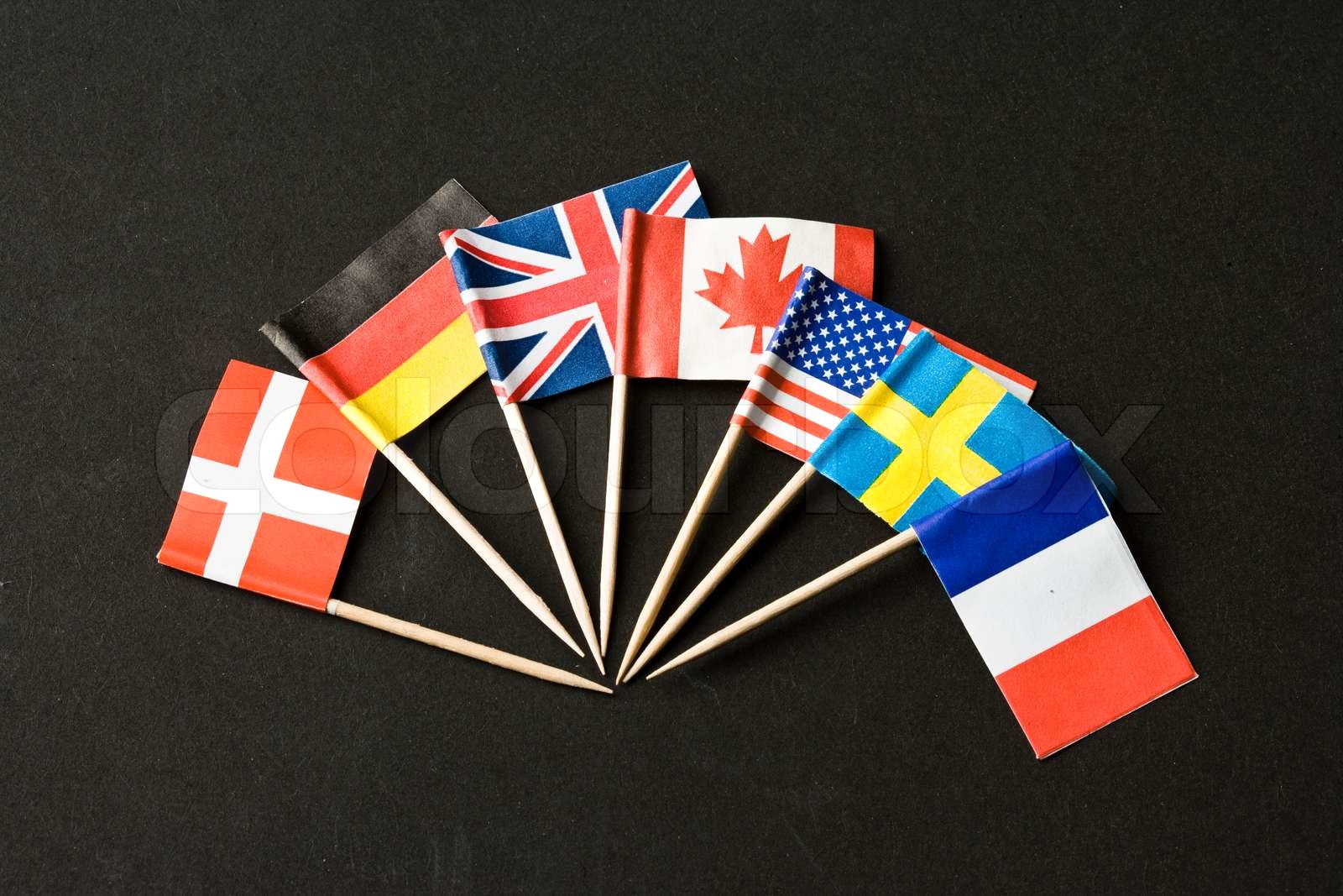 Flags of nations on toothpicks | Stock image | Colourbox