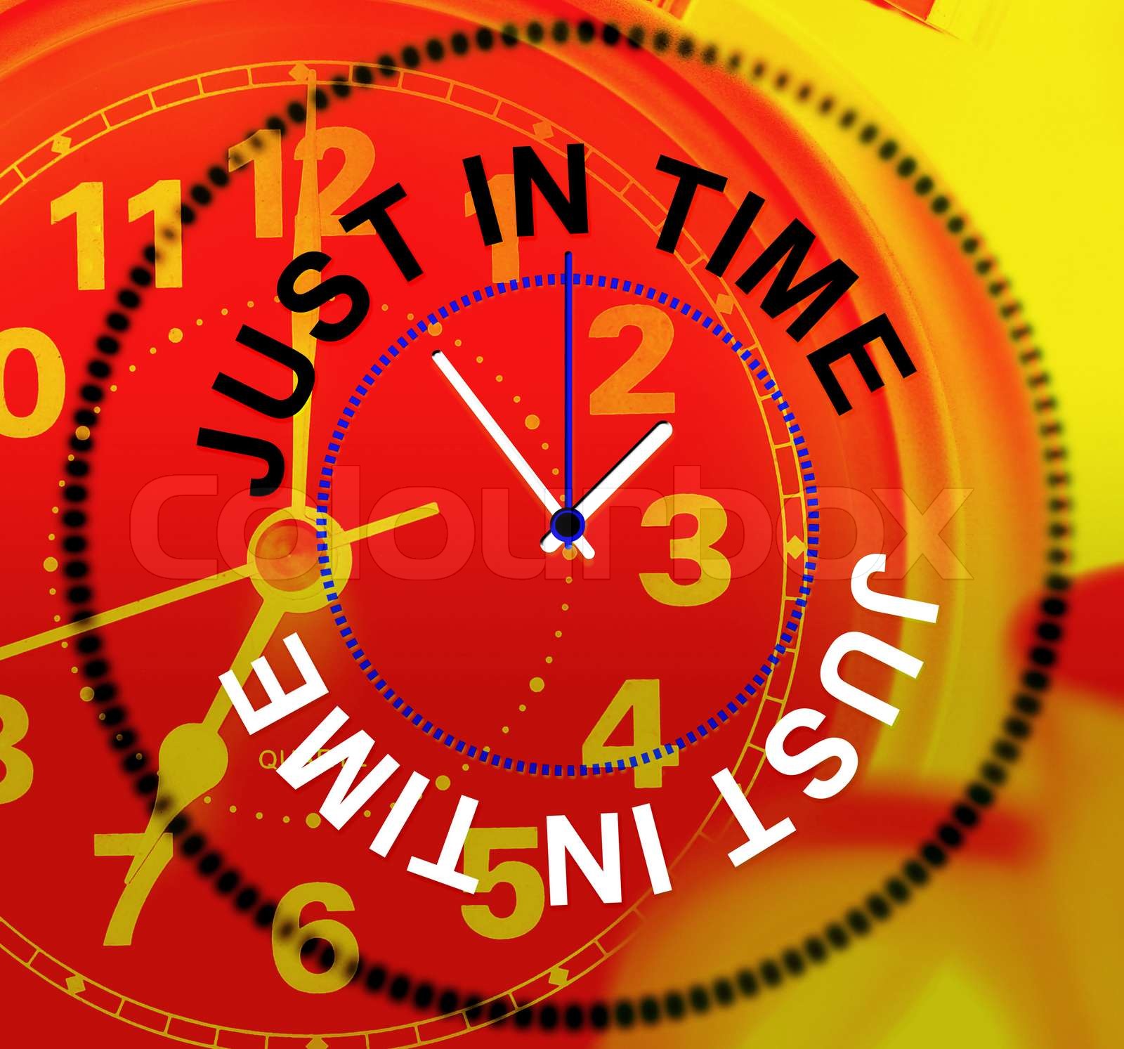 Just In Time Represents At Last And Clock | Stock image | Colourbox
