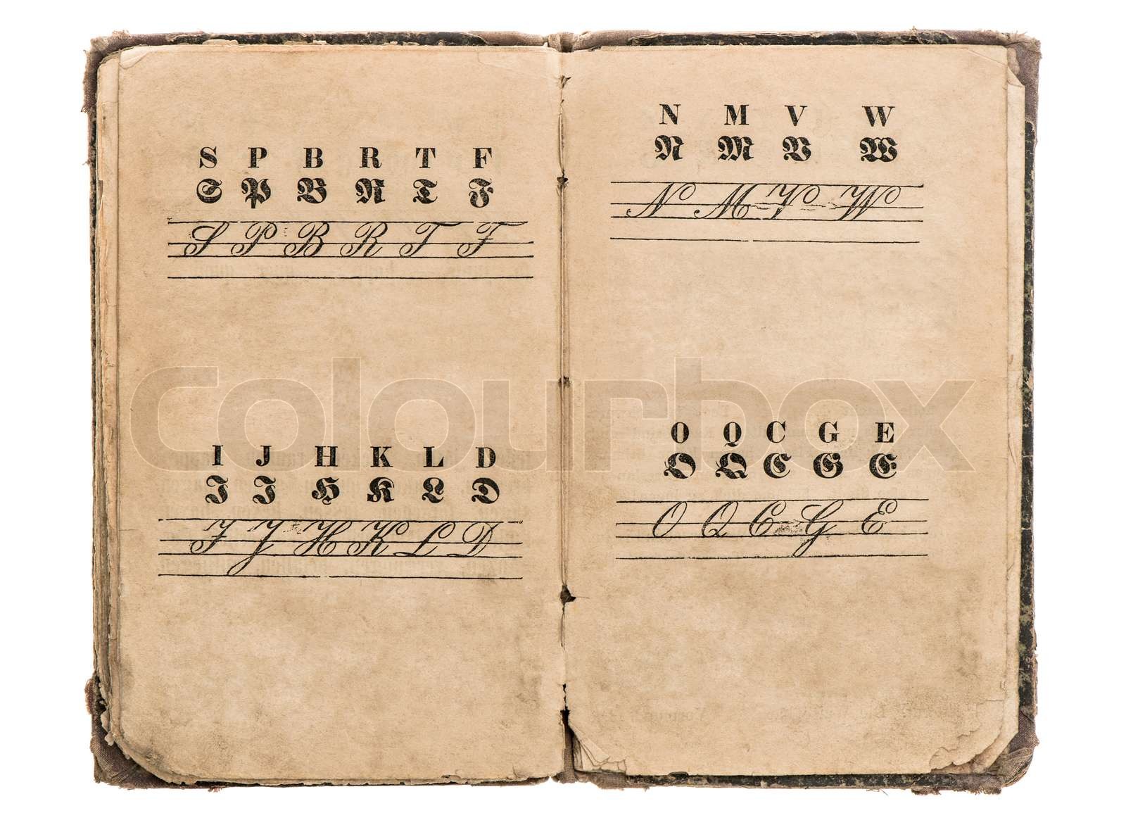antique alphabet book. vintage fonts. education concept | Stock image ...