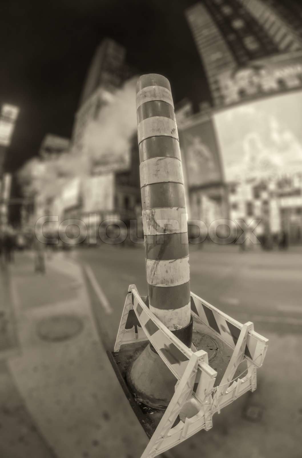 Manhole steam in New York night | Stock image | Colourbox