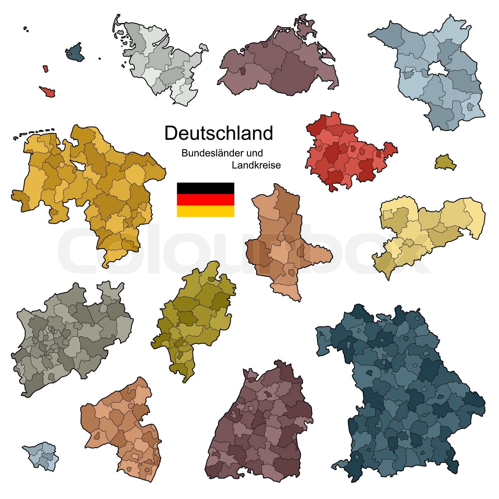 Provinces and districts of Germany | Stock vector | Colourbox