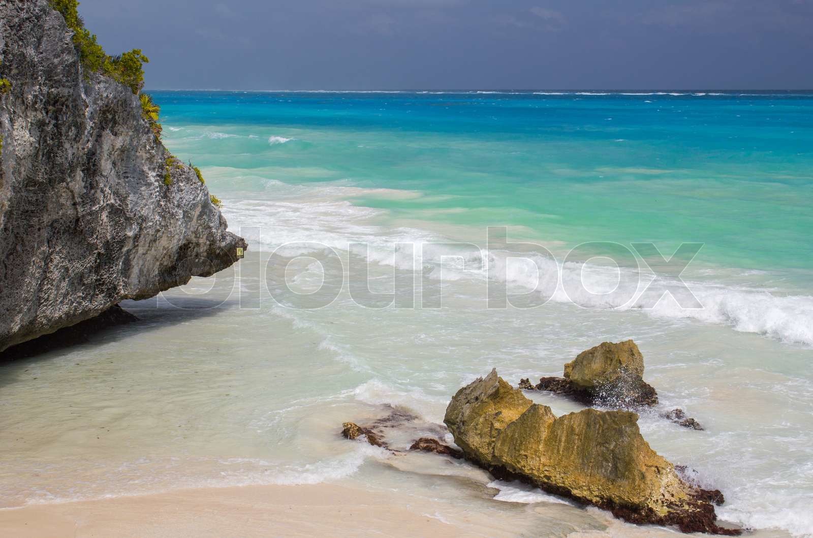 Tulum, Mexico. Stunning ocean view from Mayan Ruins site | Stock image ...