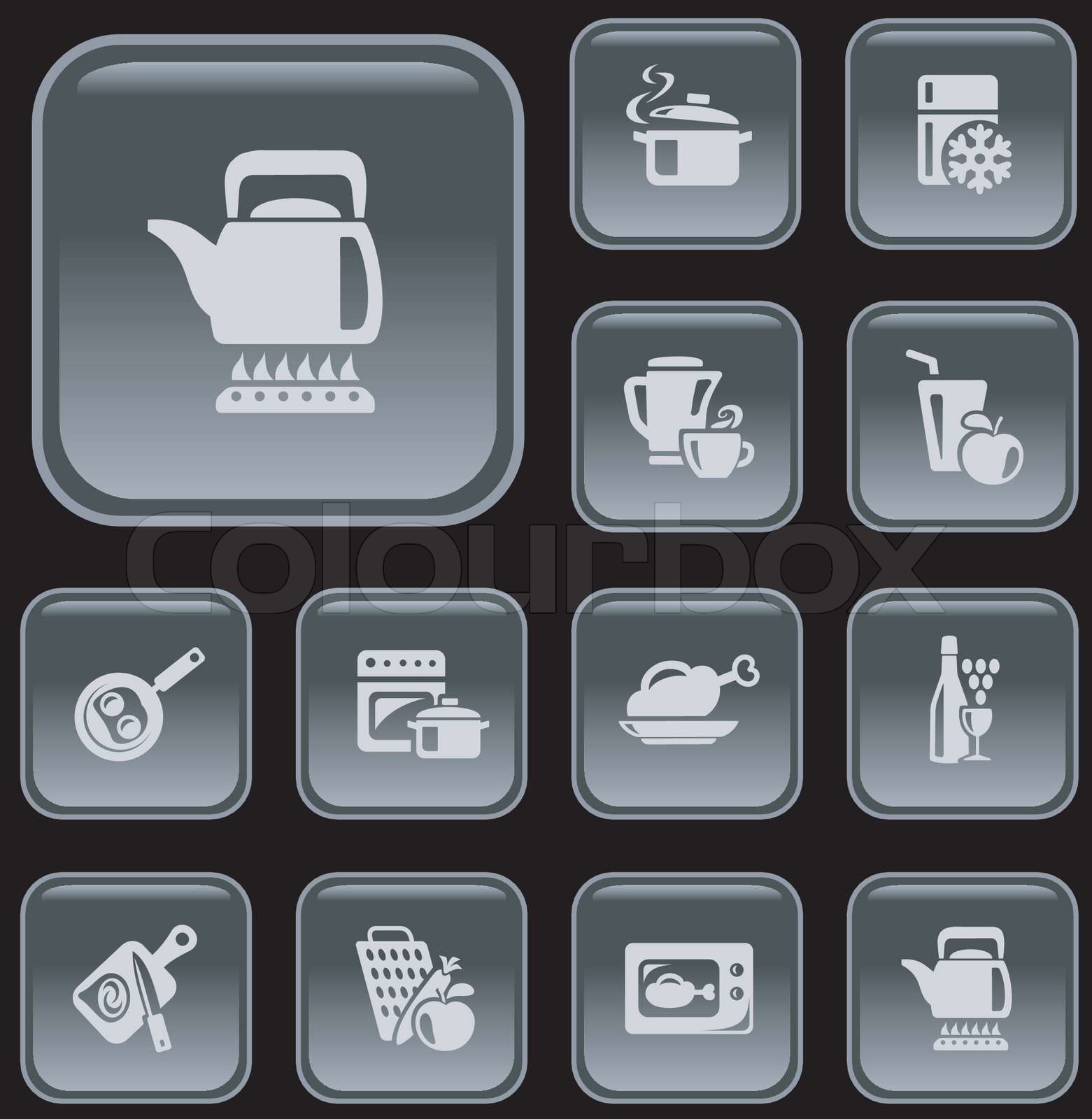 Kitchen and cooking buttons | Stock vector | Colourbox