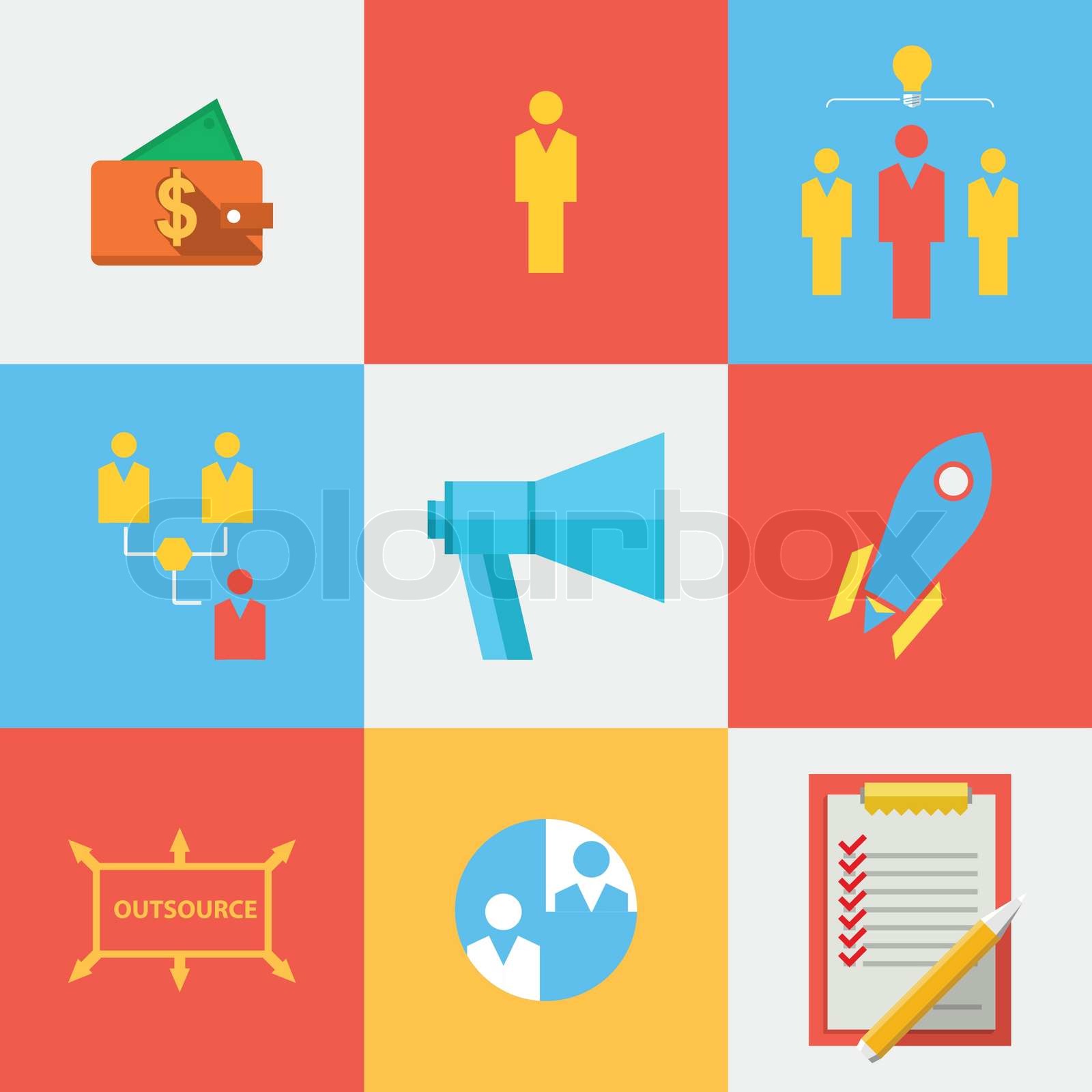 Flat icons for outsource team | Stock vector | Colourbox