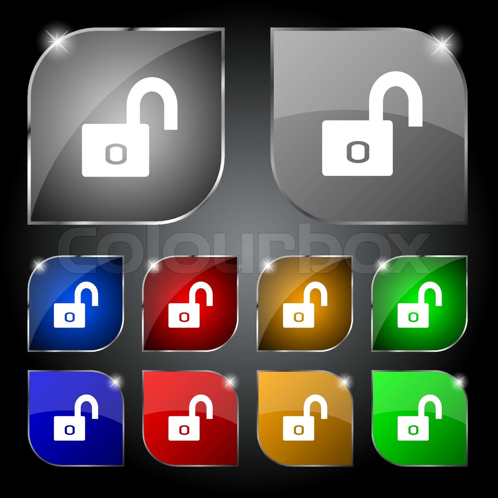 Lock sign icon. Locker symbol. Set colur buttons. Vector | Stock vector ...