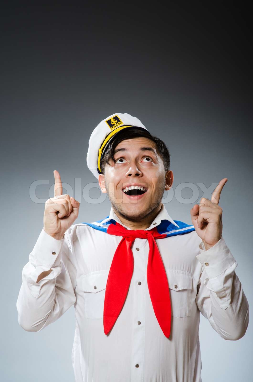 Funny captain sailor wearing hat | Stock image | Colourbox