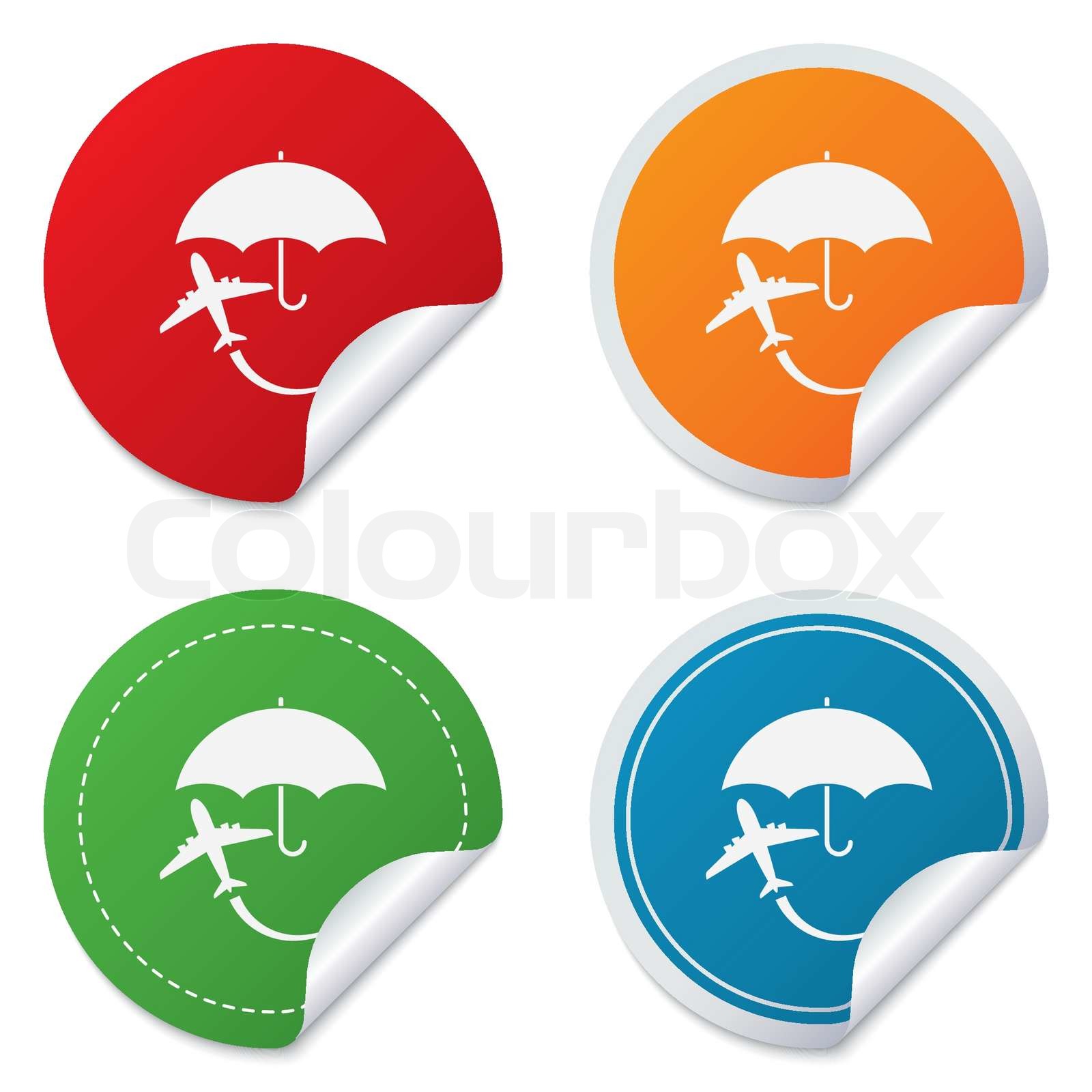 Flight insurance sign icon. Safe travel symbol. | Stock vector | Colourbox