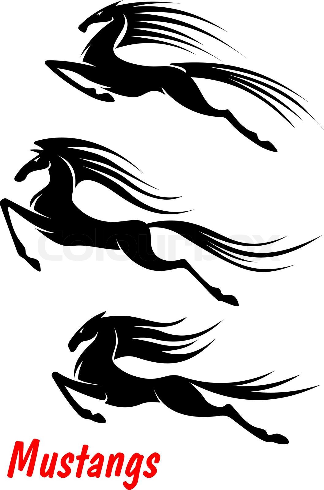 Wild horse mustangs and stallions | Stock vector | Colourbox