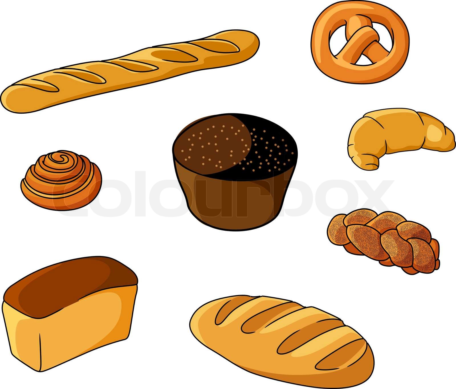 Set of cartoon bread bakeries | Stock vector | Colourbox