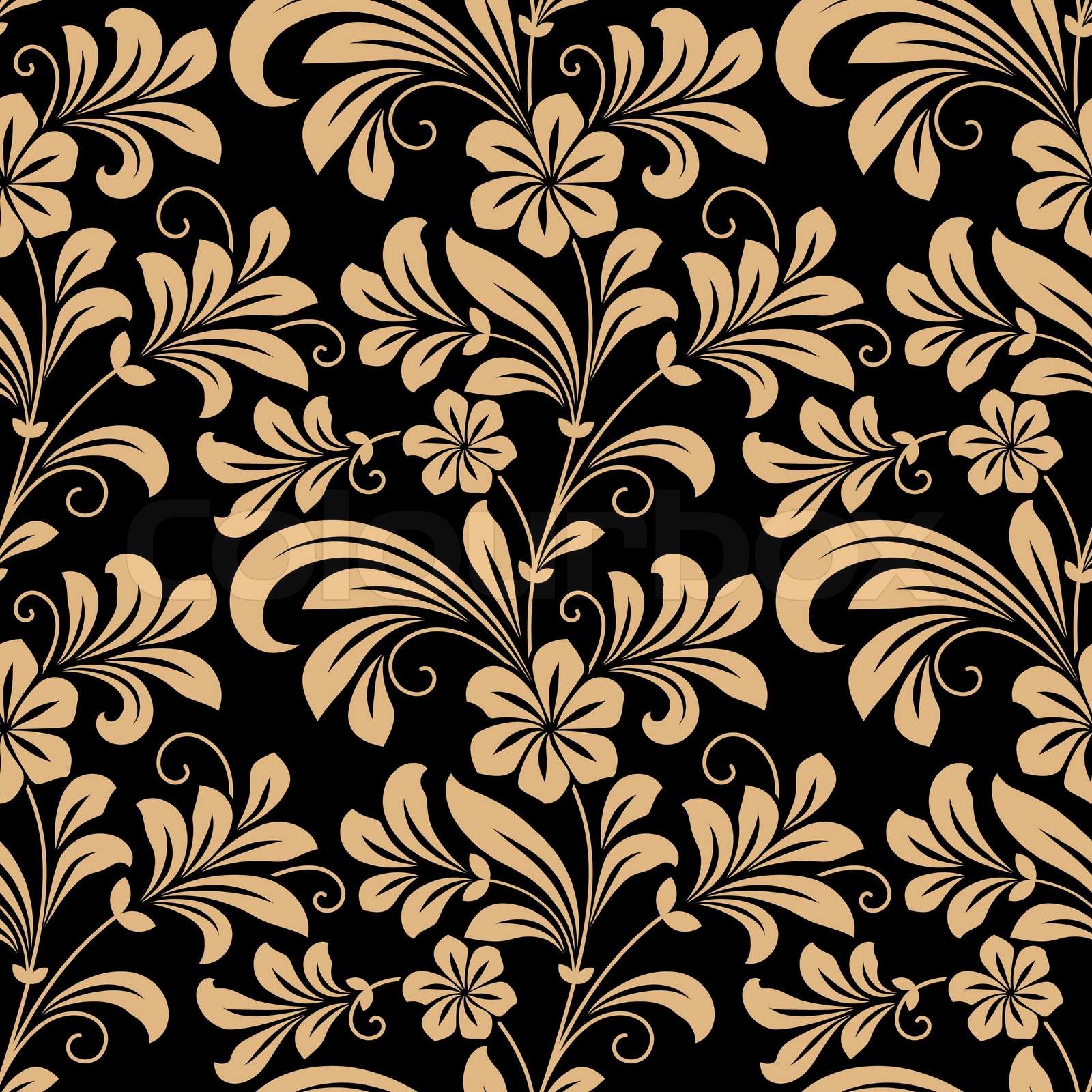 Gold Floral Pattern Wallpaper