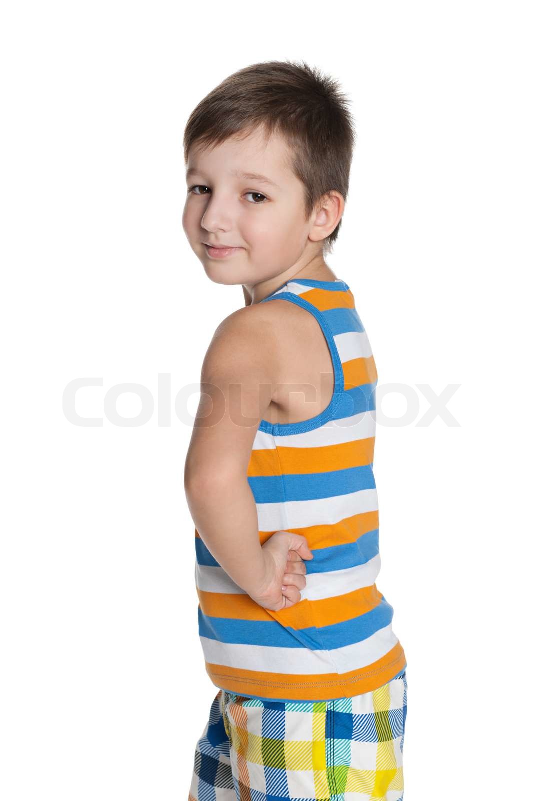 Profile of a smiling boy | Stock image | Colourbox