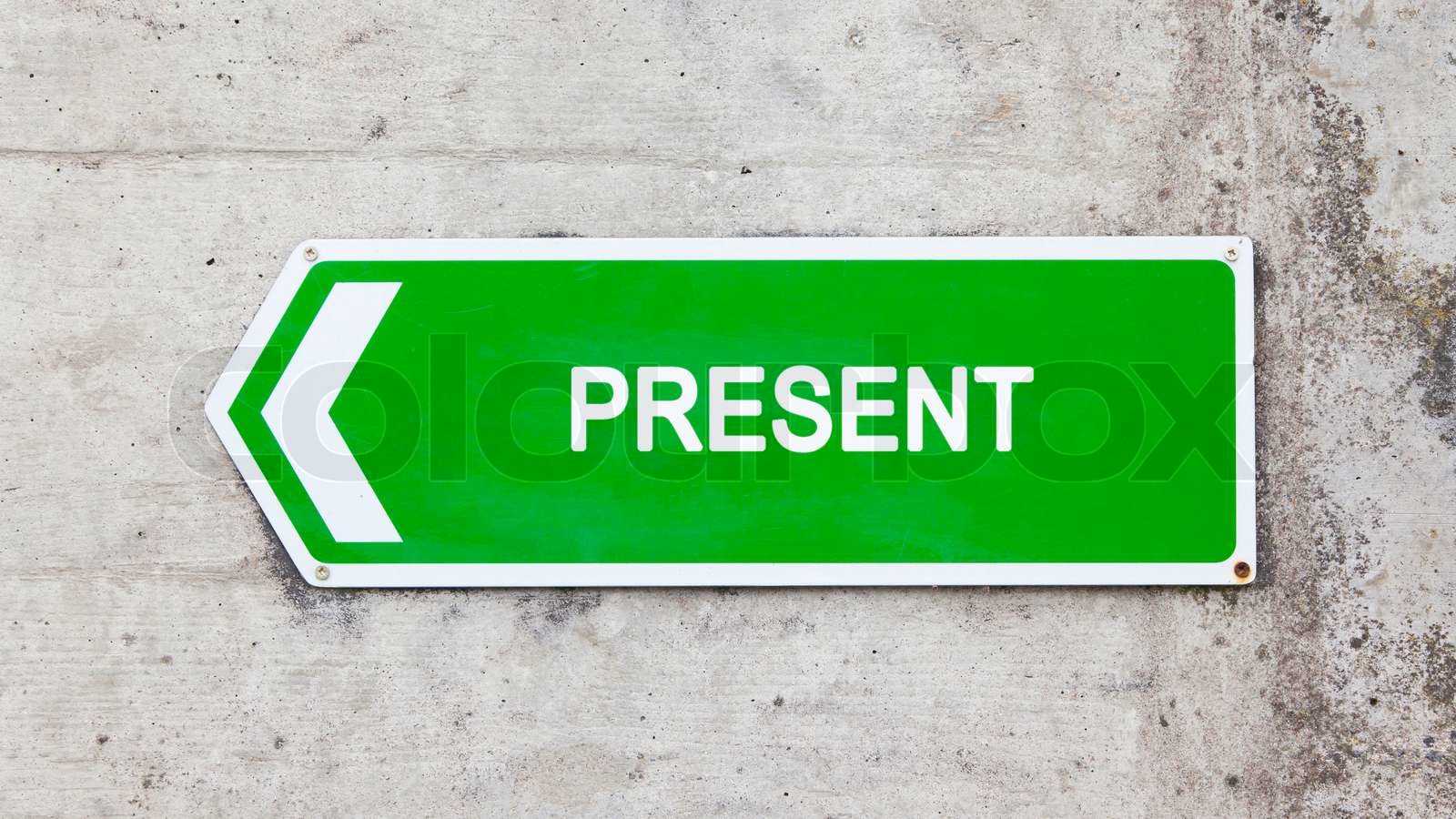 Green sign - Present | Stock image | Colourbox