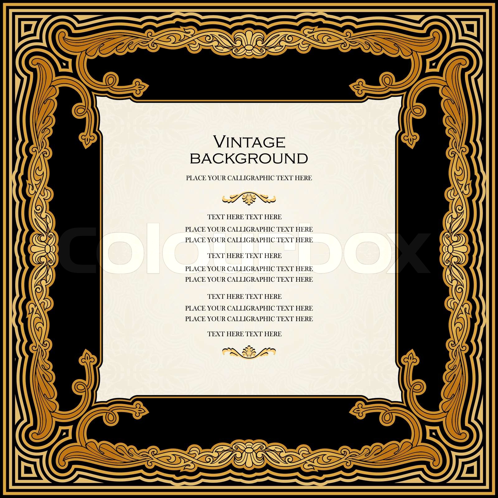 Vintage vector card in islamic style, royal gold frame, ornamental ...