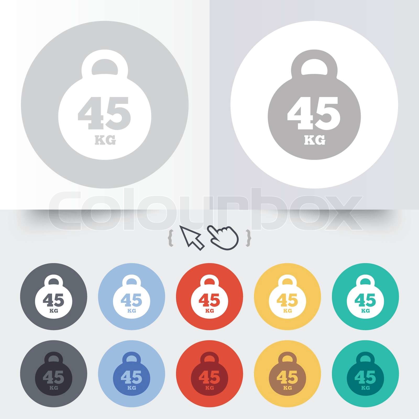 Weight sign icon. 45 kilogram (kg). Sport symbol | Stock vector | Colourbox