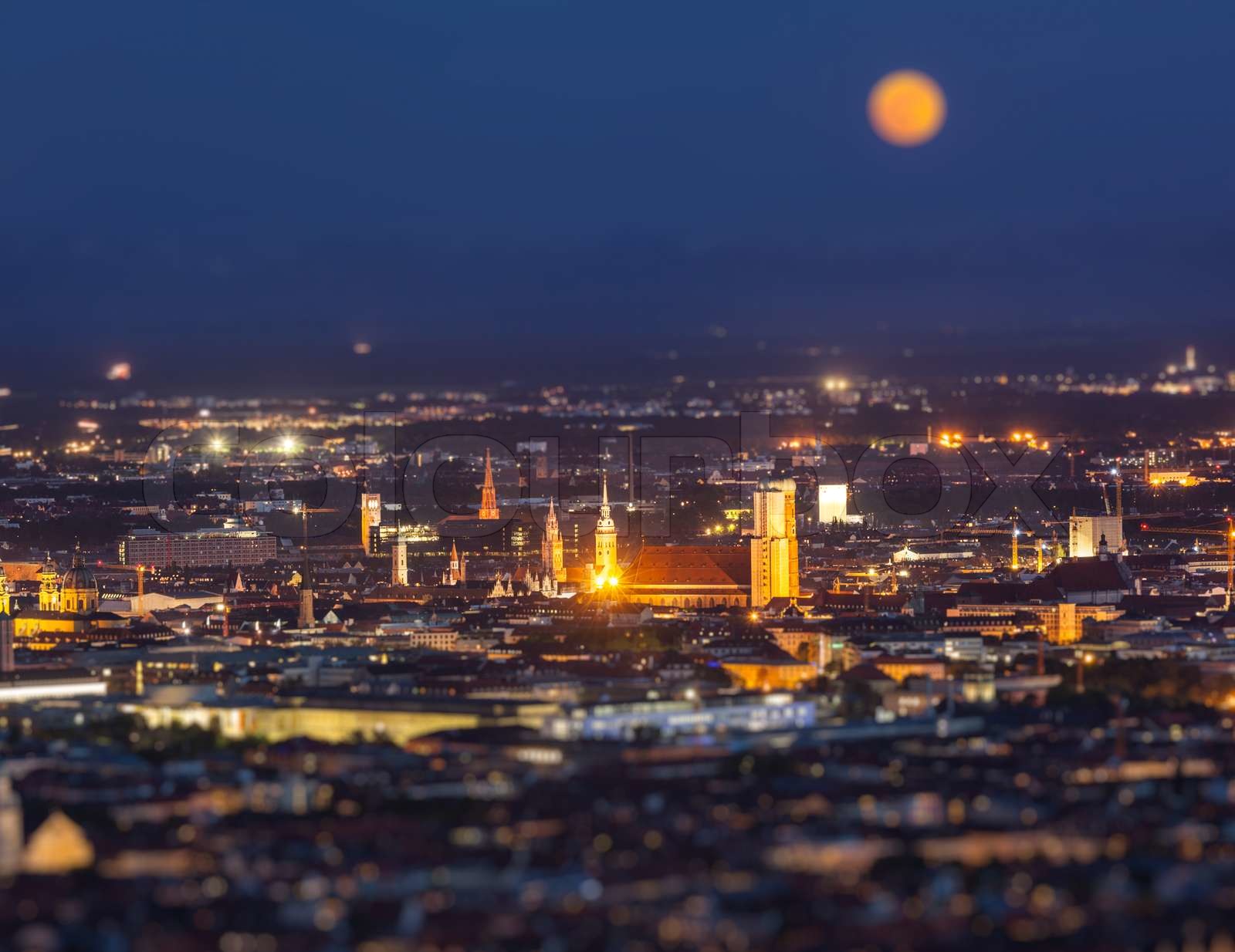 Night aerial view of Munich, Germany | Stock image | Colourbox
